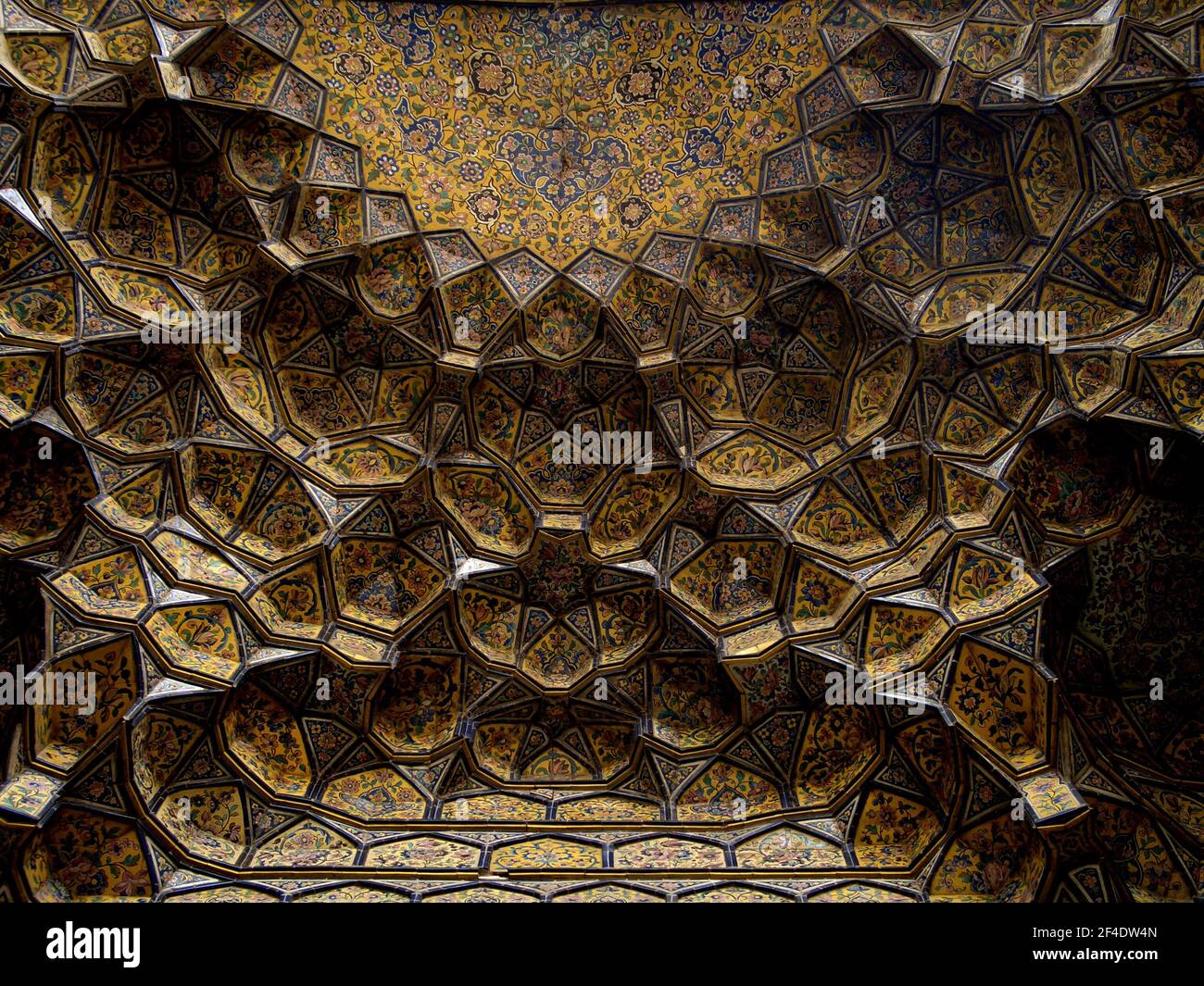 Entrance ceiling of Bazaar Mosque in Tehran Grand Bazaar. Ancient ...