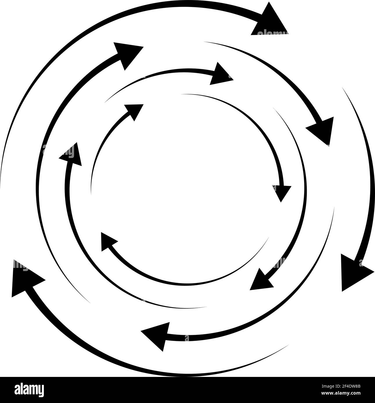 Rotating arrows. Concentric, radial, and circular arrow element. Cycle ...