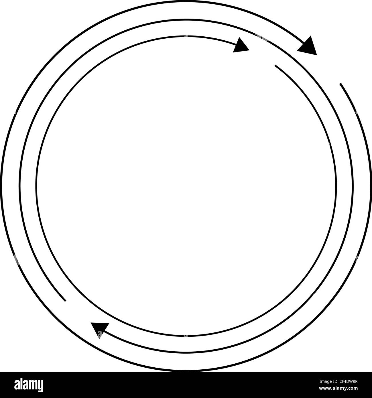 Rotating arrows. Concentric, radial, and circular arrow element. Cycle-cyclical cursor, pointer ...