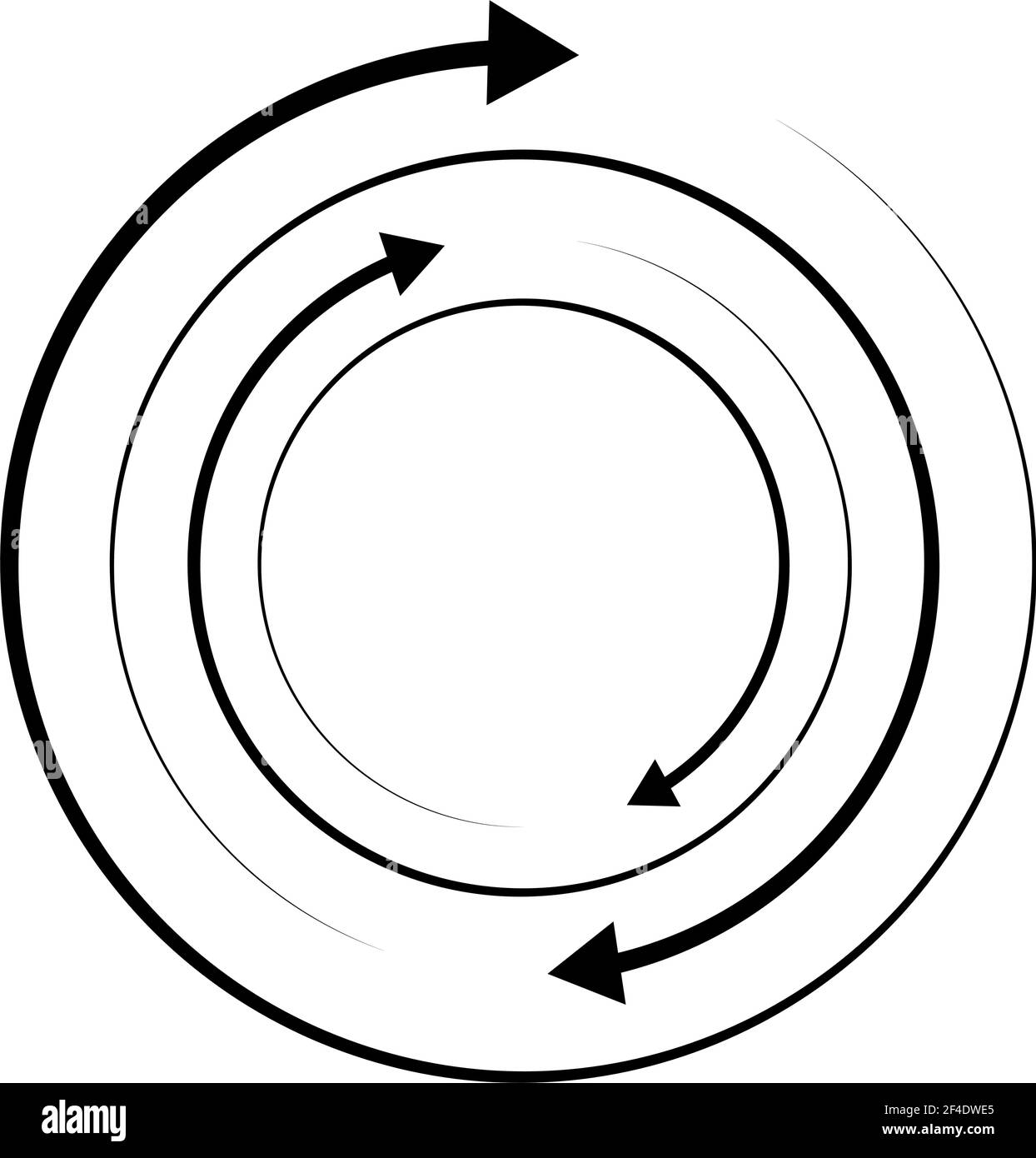 Rotating arrows. Concentric, radial, and circular arrow element. Cycle-cyclical cursor, pointer ...