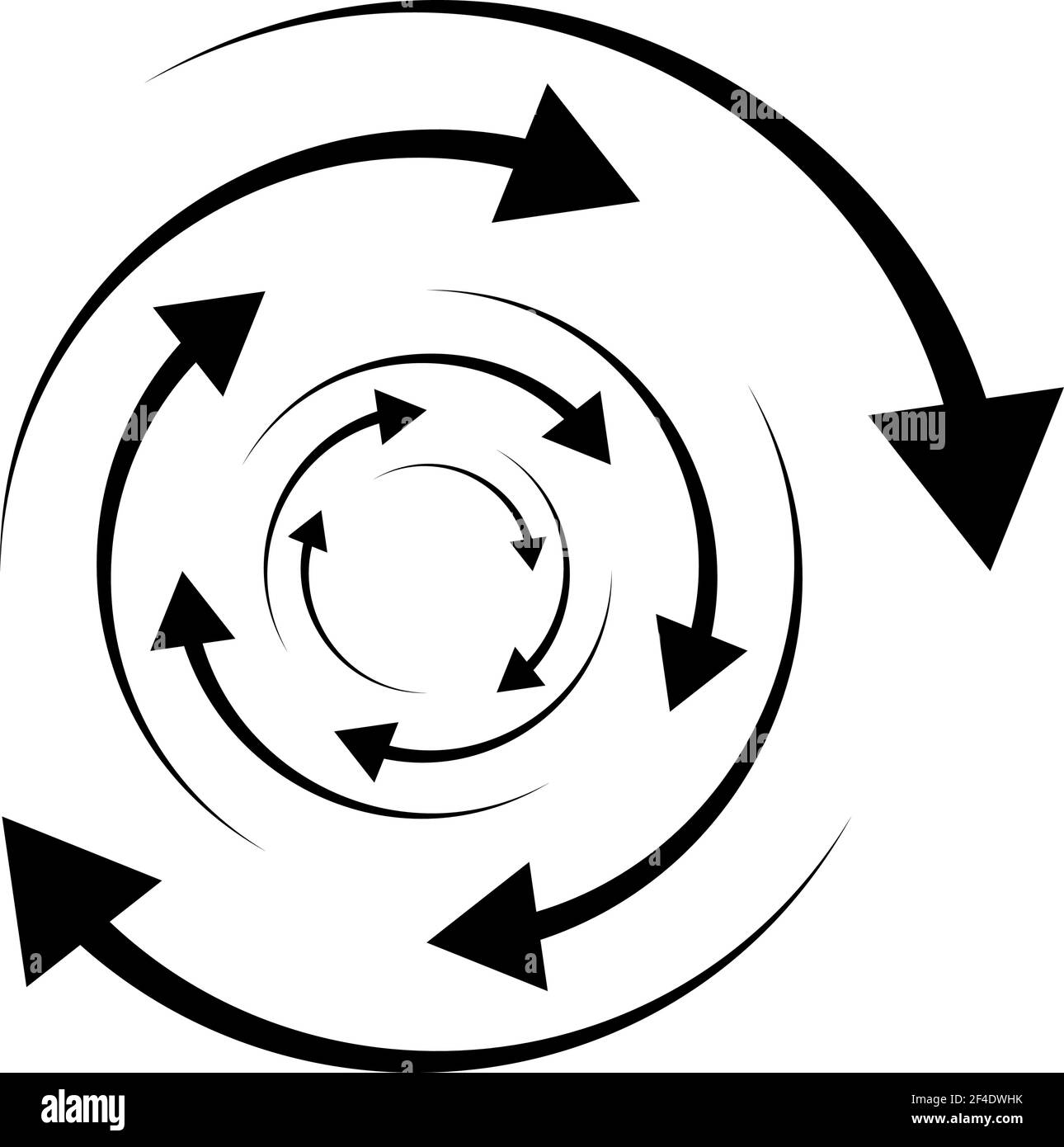 Rotating arrows. Concentric, radial, and circular arrow element. Cycle-cyclical cursor, pointer ...