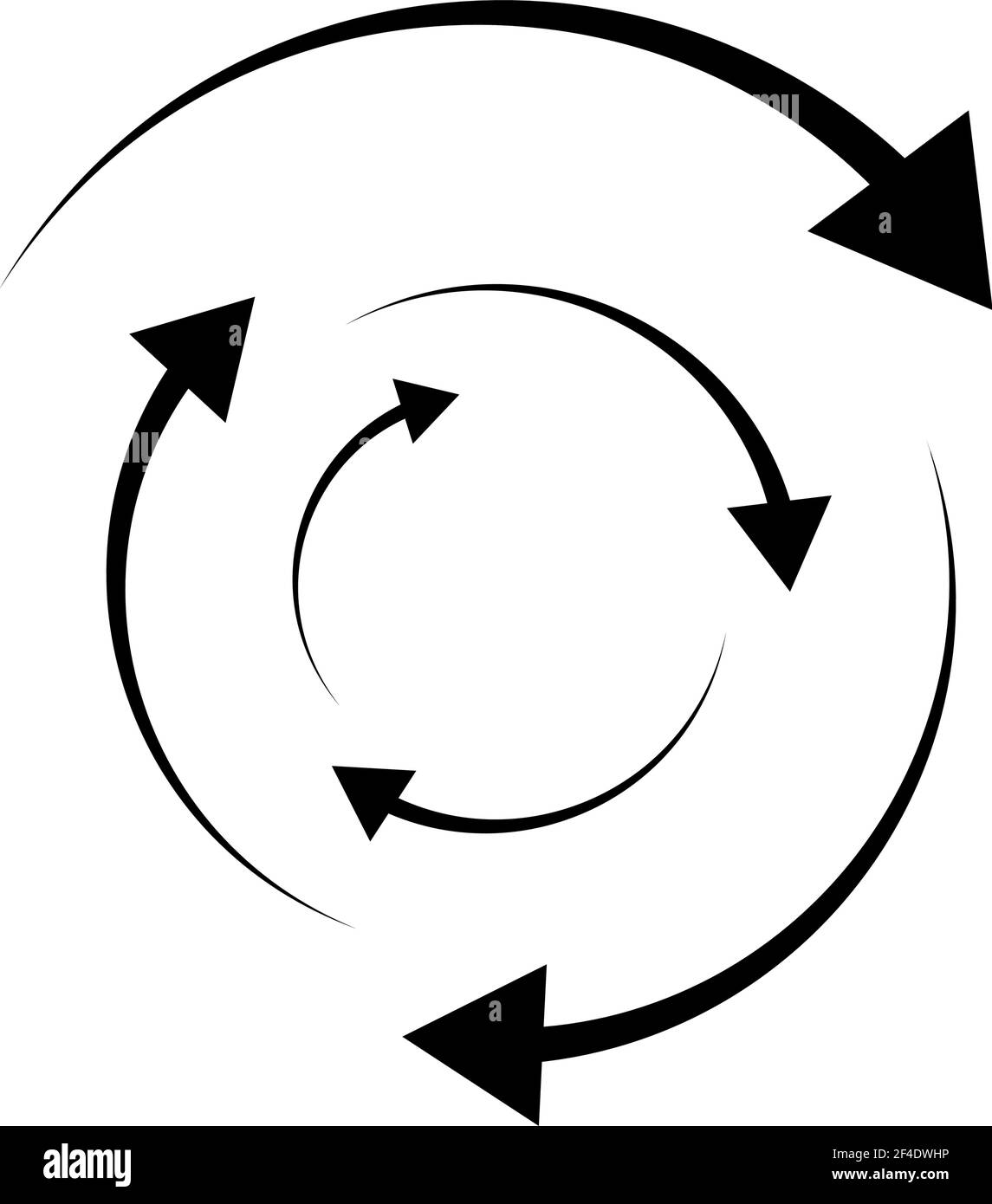 Rotating arrows. Concentric, radial, and circular arrow element. Cycle-cyclical cursor, pointer ...