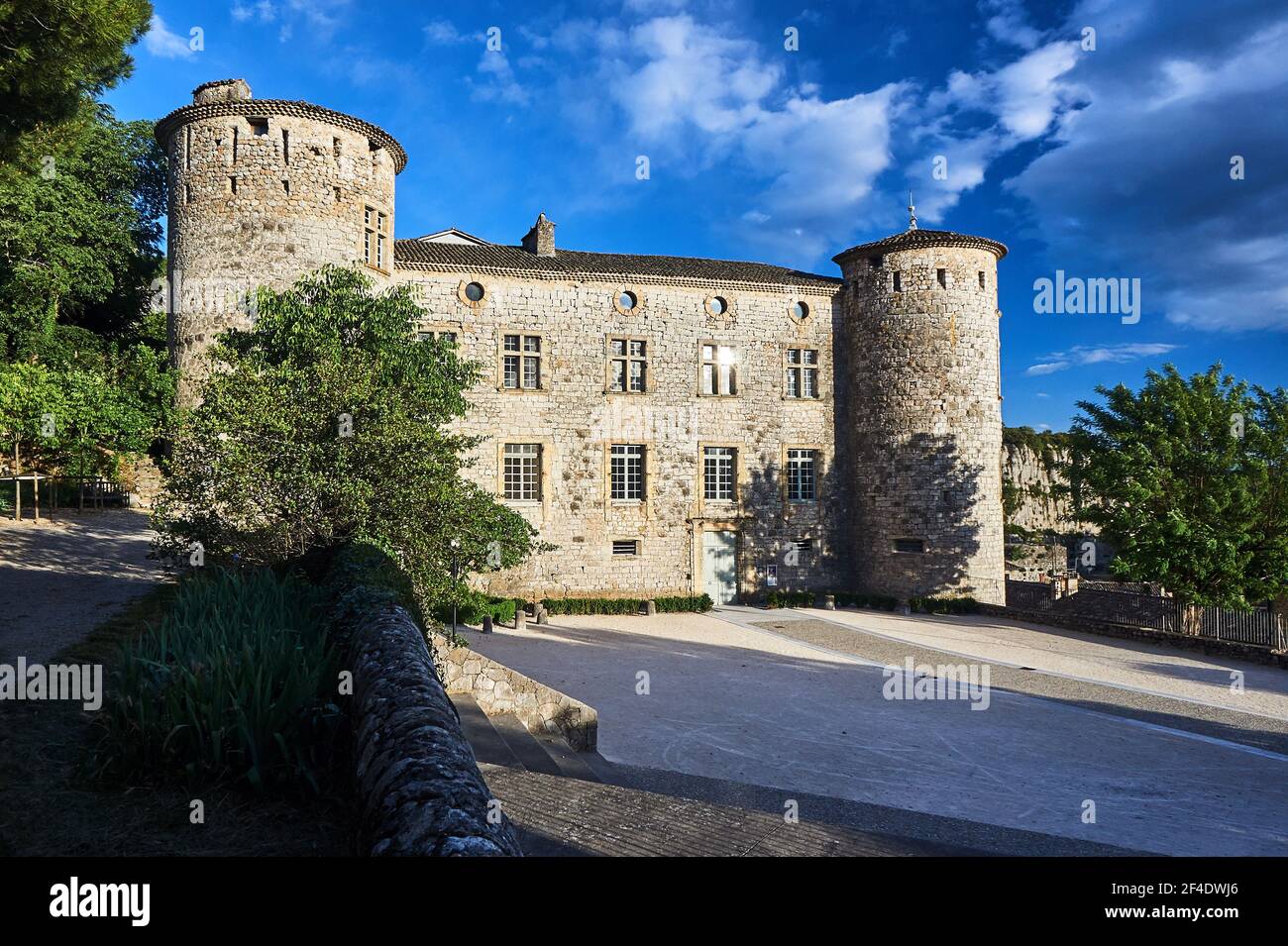 Stone, medieval castle in the town of Vogue in France Stock Photo - Alamy