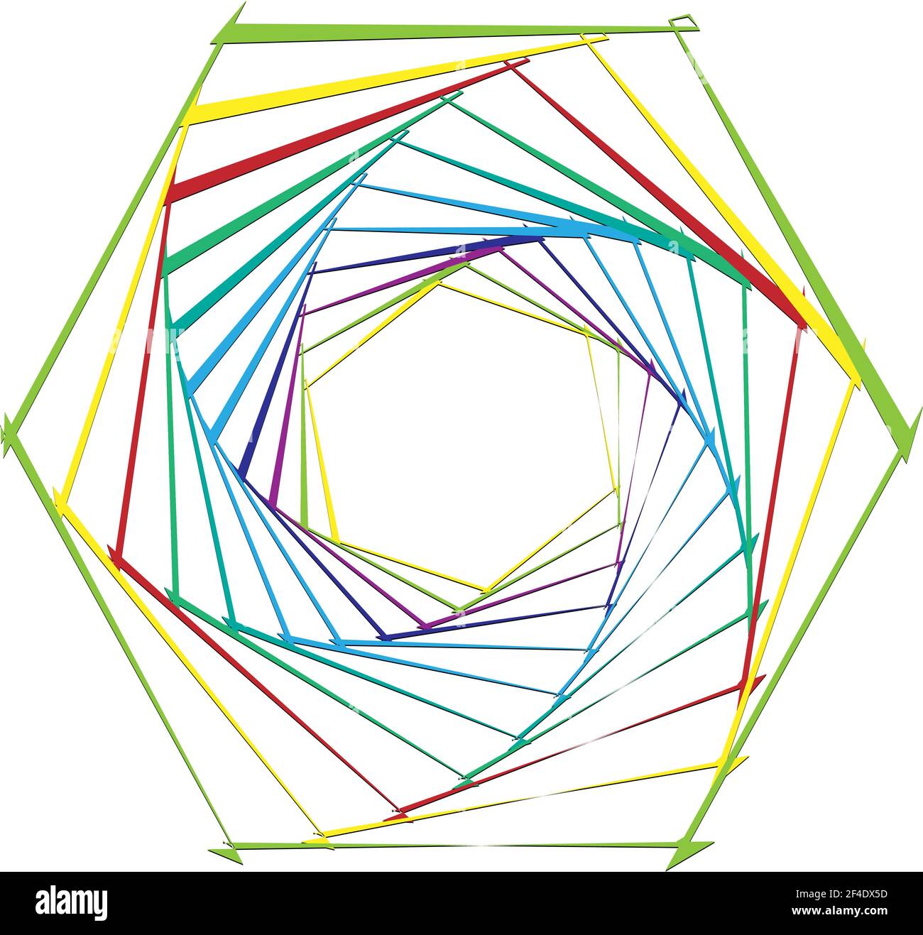 Abstract geometric shape, design element with inward rotation. Swirl ...