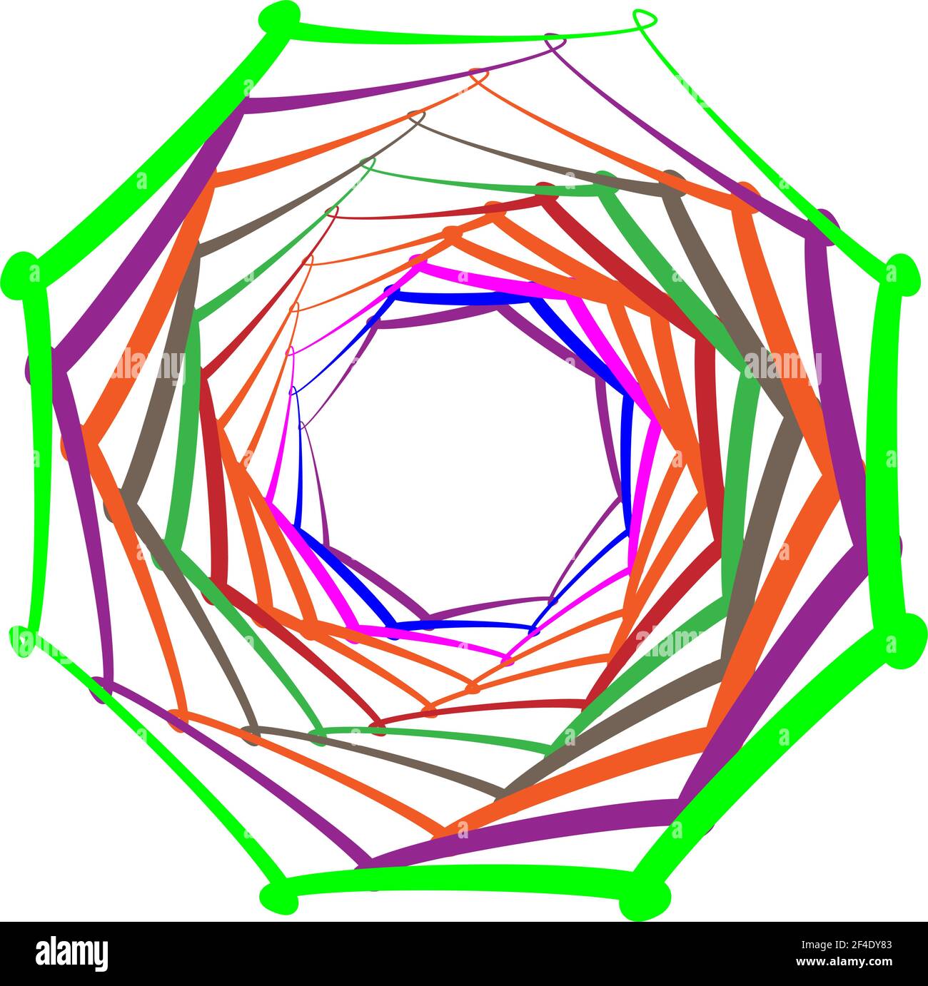 Abstract geometric shape, design element with inward rotation. Swirl ...