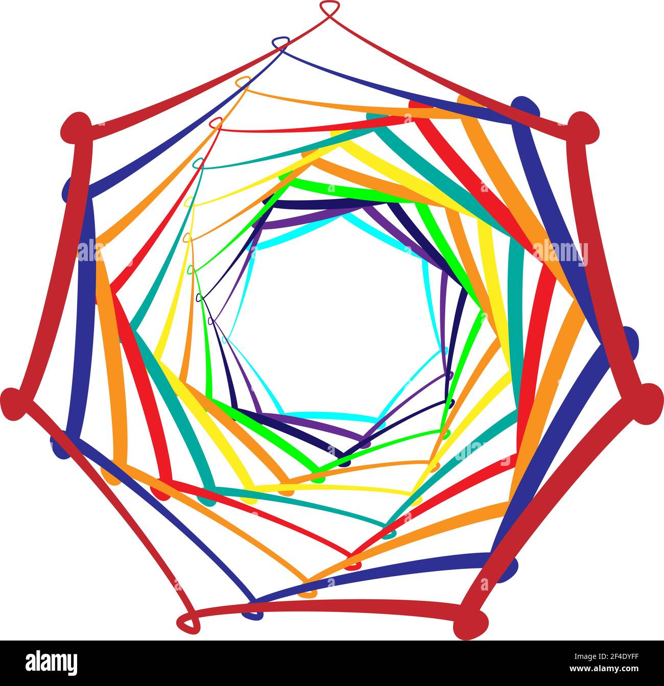 Abstract geometric shape, design element with inward rotation. Swirl ...