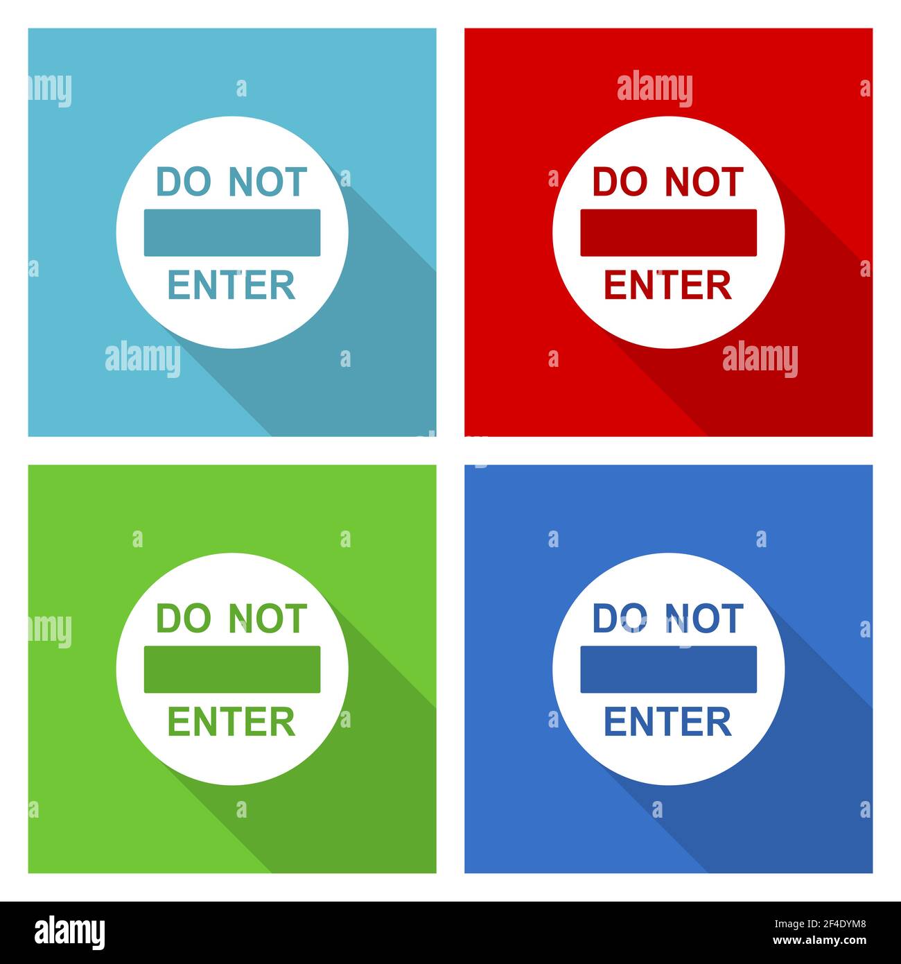 Do not enter, access, entry icon set, flat design vector illustration ...