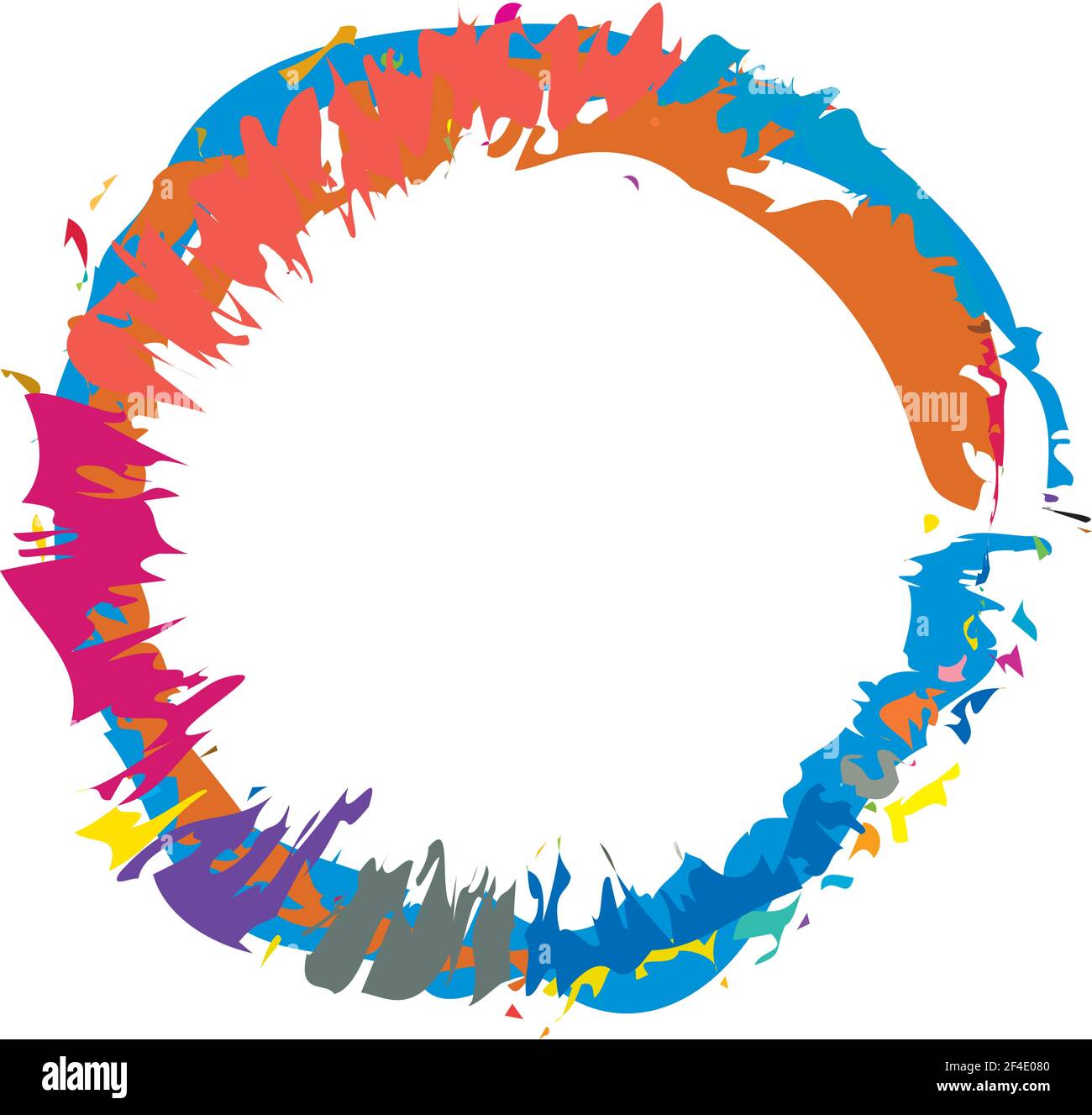 Grungy, grunge, and textured circle. Paintbrush, brushstroke vector ...