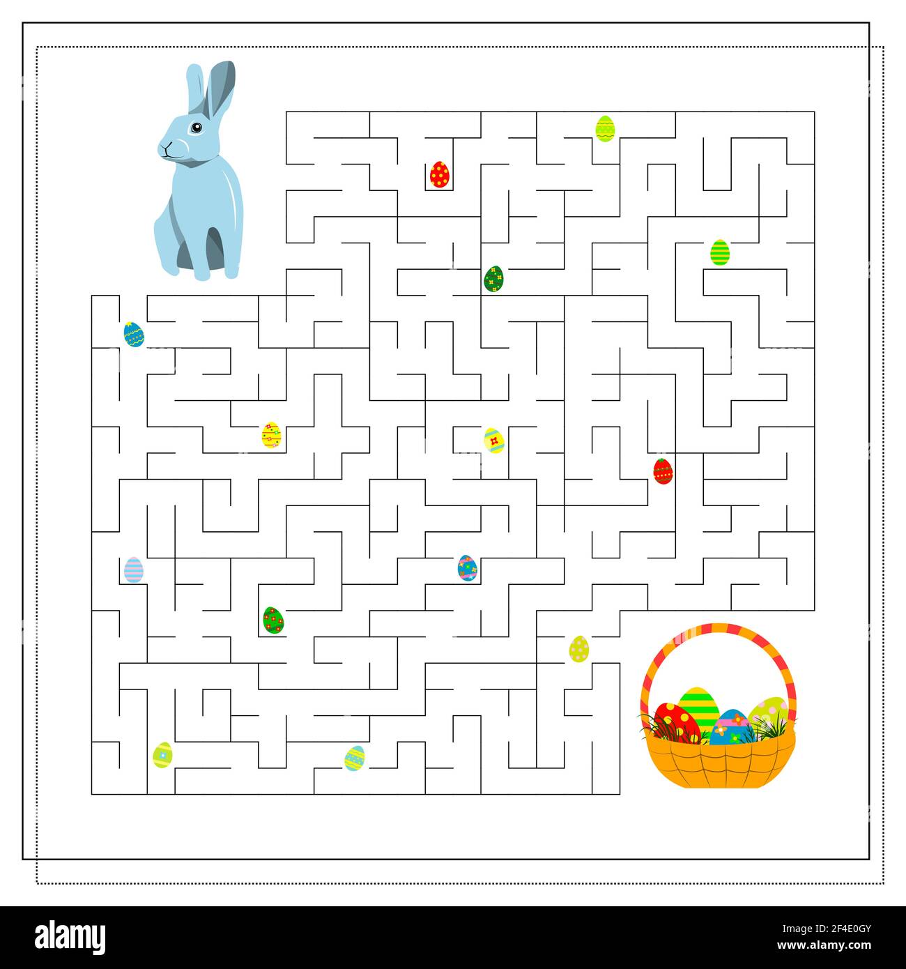 Puzzle game maze for kids, Easter eggs. Guide the Easter Bunny through ...