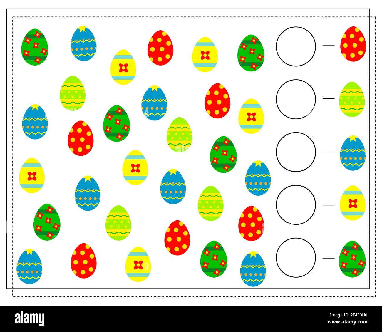 A math game for kids. Count the Easter eggs. learning to count. Vector ...