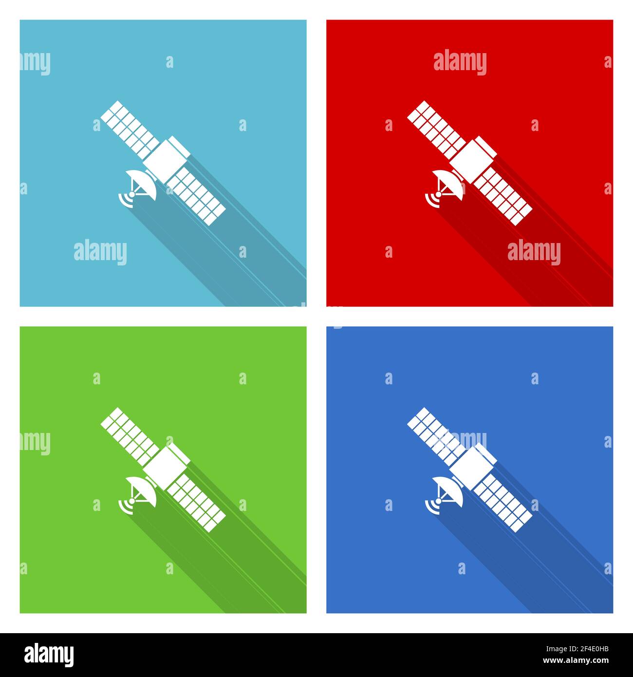 Satellite, connection, communication, technology icon set, flat design ...