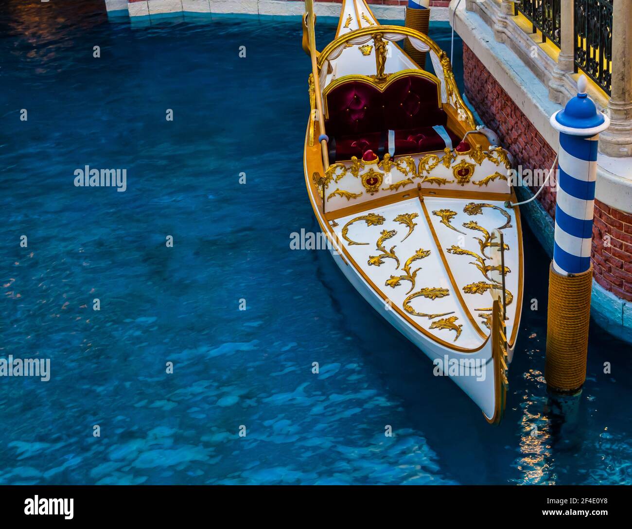 Gondolas Docked on Replica Grand Canal, Las Vegas, Nevada, USA Stock ...