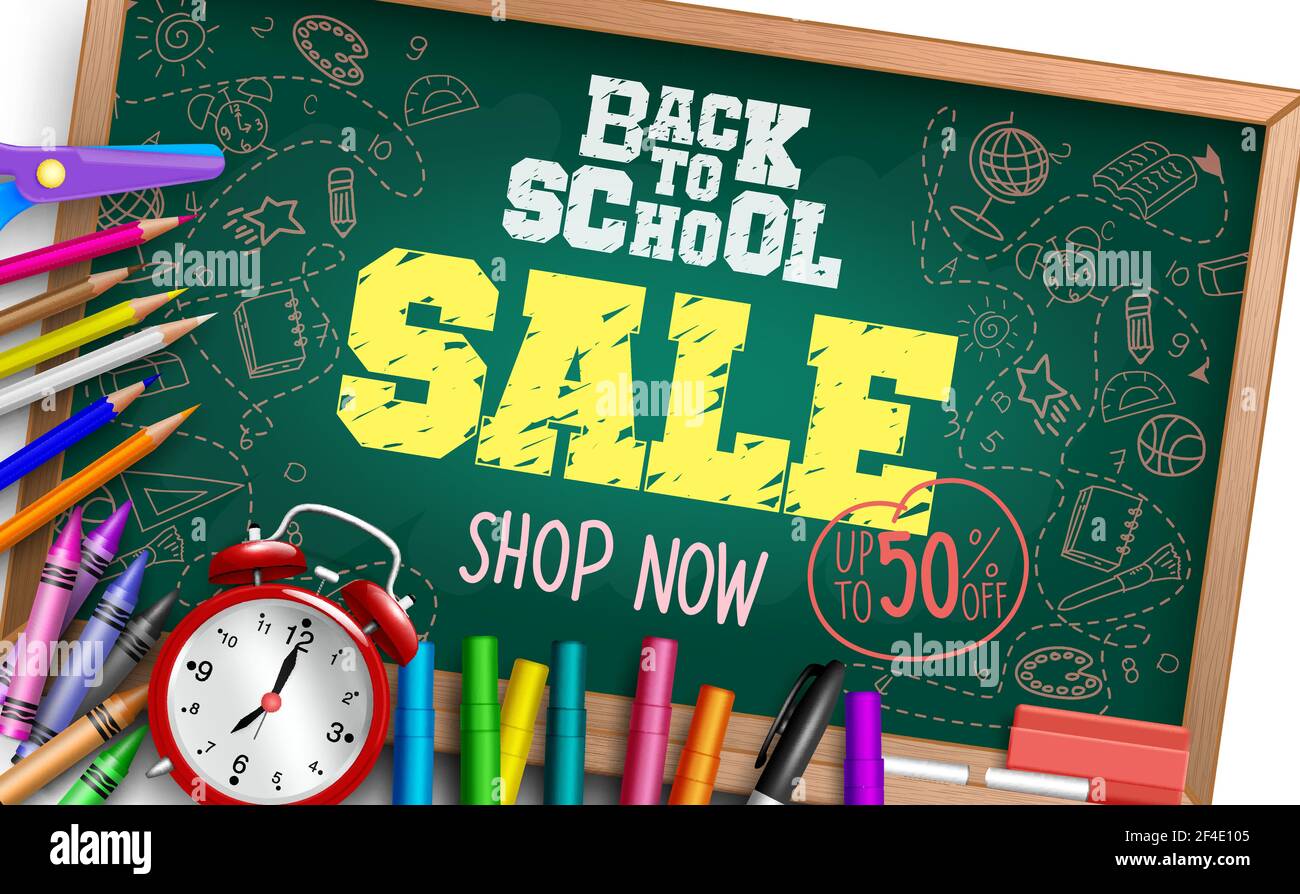 Back to school sale vector banner design. Back to school sale up to 50% ...