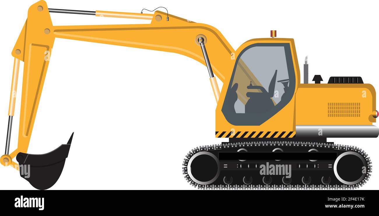 Digger hydraulic excavator with dipper isolated on white background ...