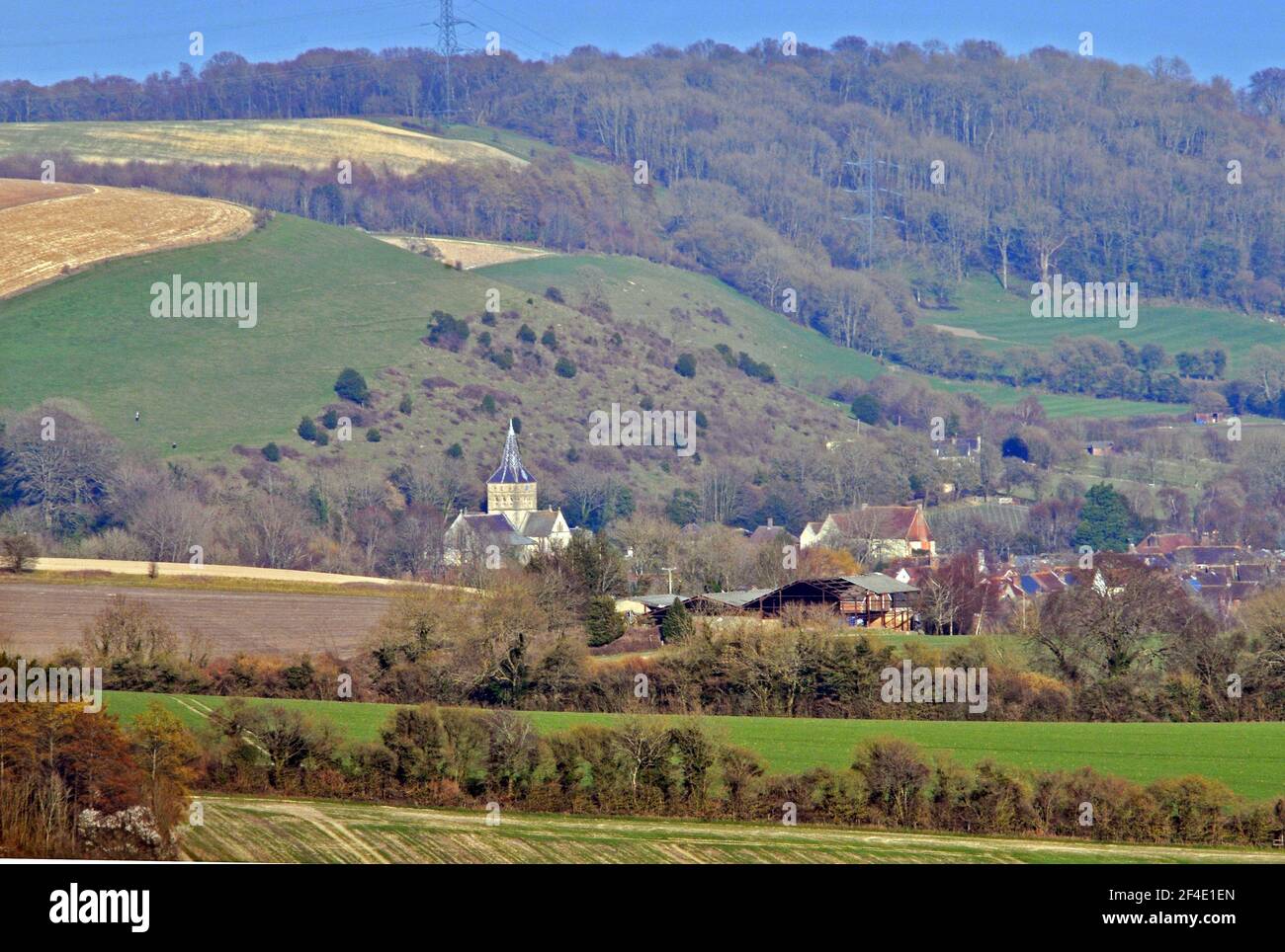 EAST MEON FROM OLD WINCHESTER HILL, HAMPSHIRE Stock Photo - Alamy