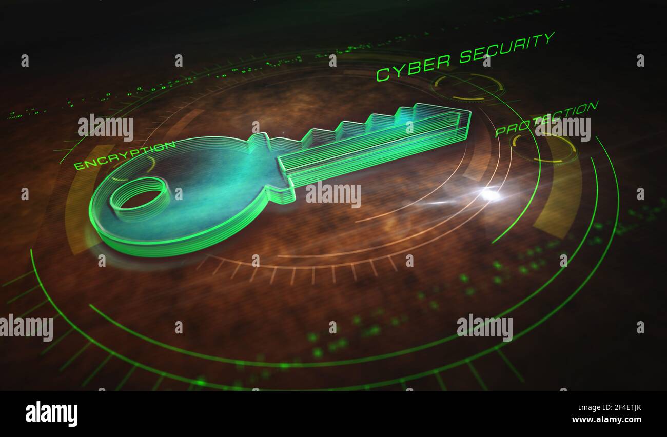 Cyber security, computer protection, digital safety technology with key metal symbols. Abstract ...