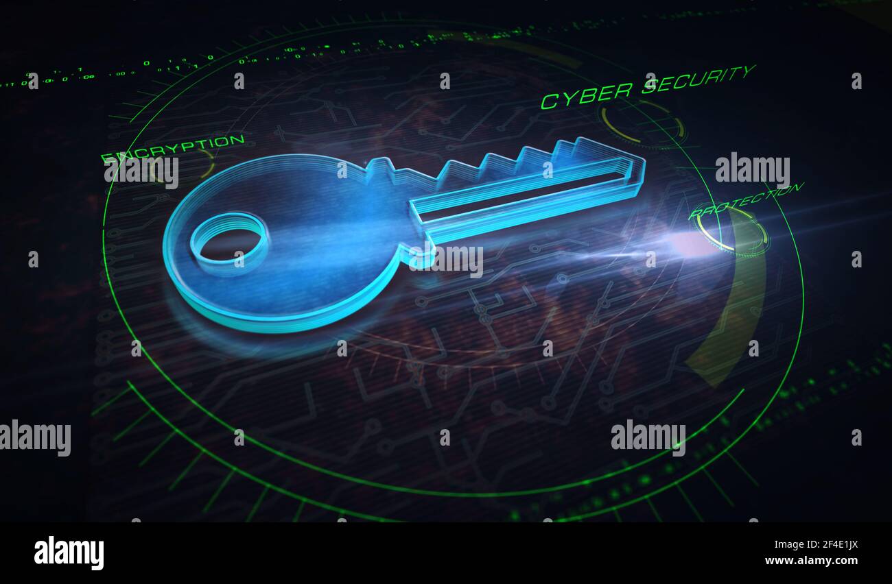 Cyber security, computer protection, digital safety technology with key metal symbols. Abstract ...