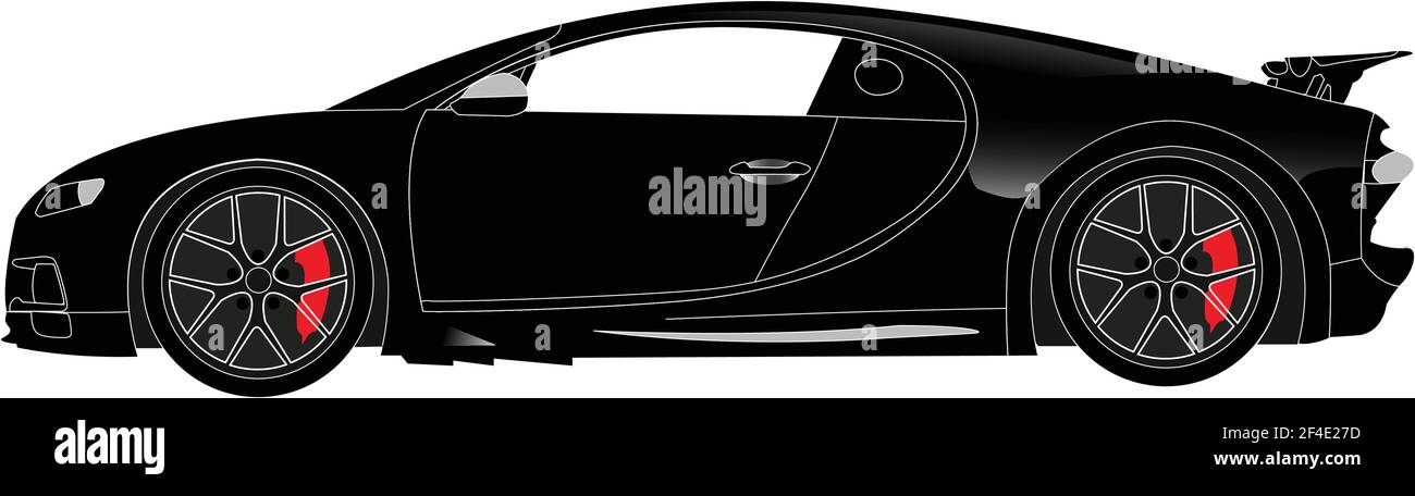 Bugatti Chiron supercar vector illustration, EPS 10 Stock Vector Image ...