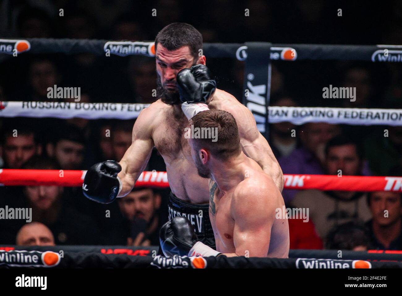 March 20, 2021. Russia, Moscow. Russian boxer Artur Beterbiev and ...