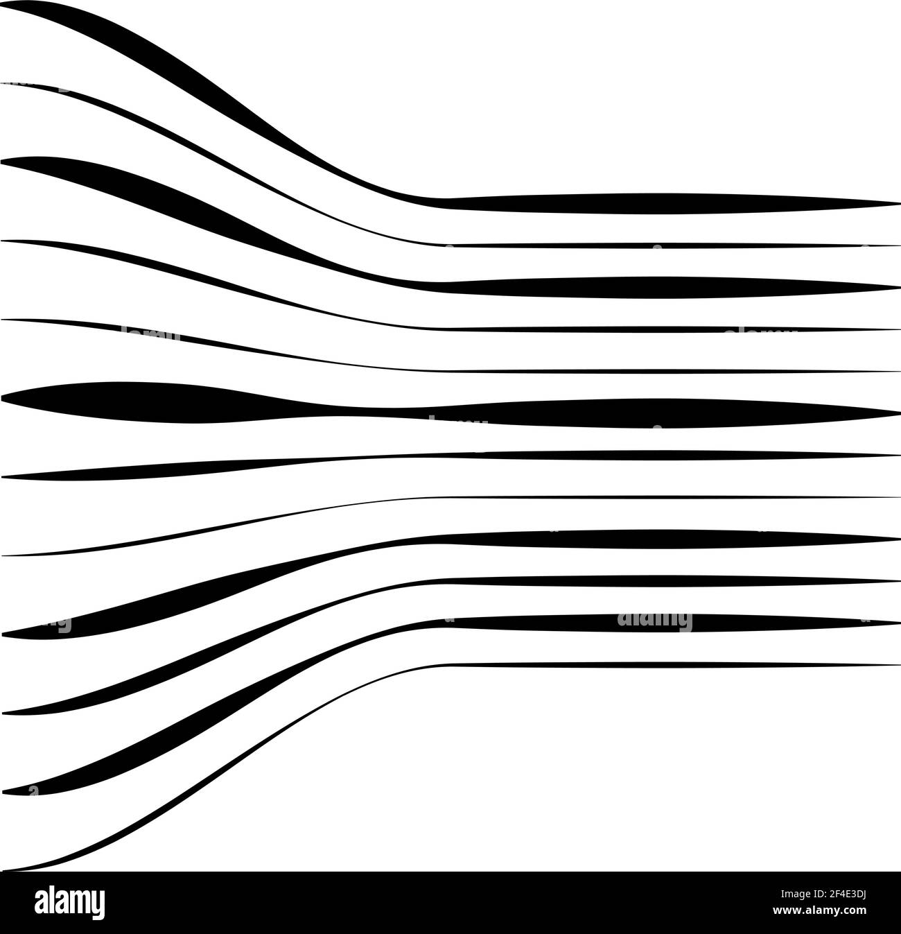 Waving, folded, curved lines. Abstract stripes with billow, undulate ...