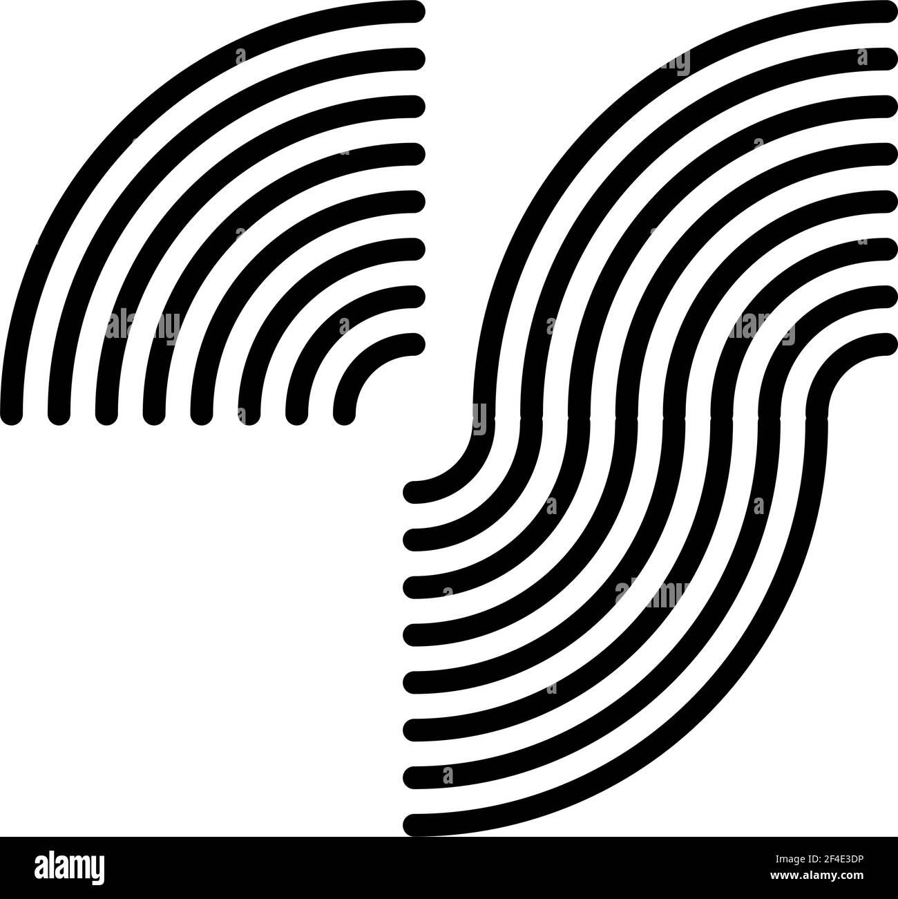 Graphics, icon, symbol made of parallel curved lines. Camber, flexure lines element — Stock ...