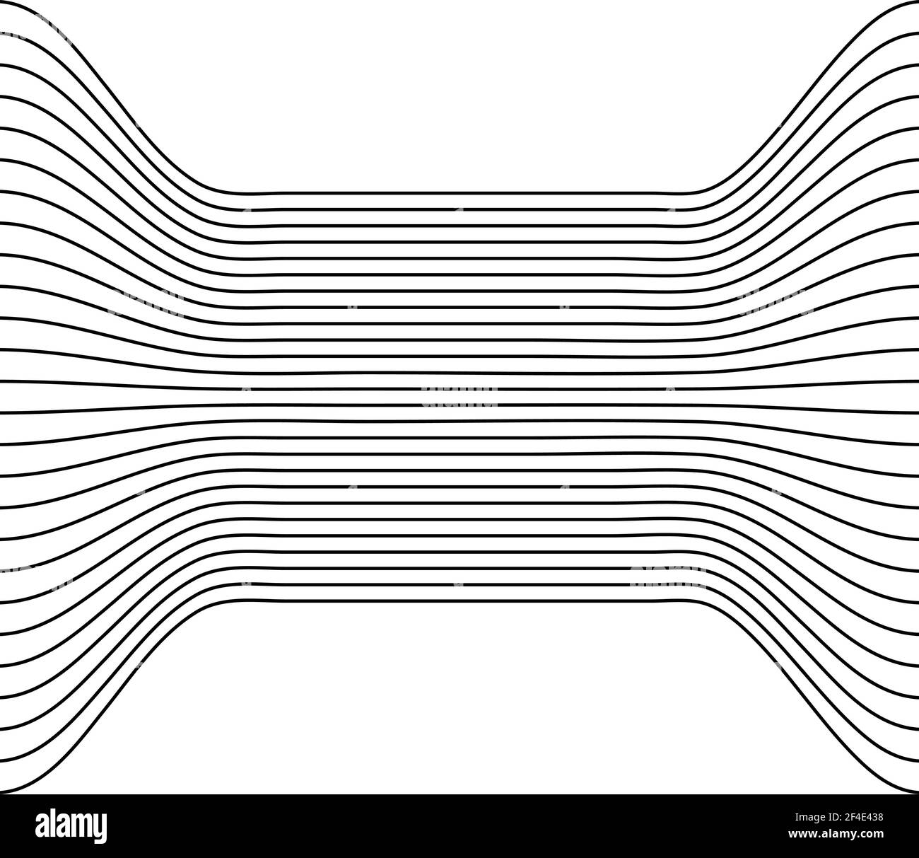 Waving, folded, curved lines. Abstract stripes with billow, undulate ...