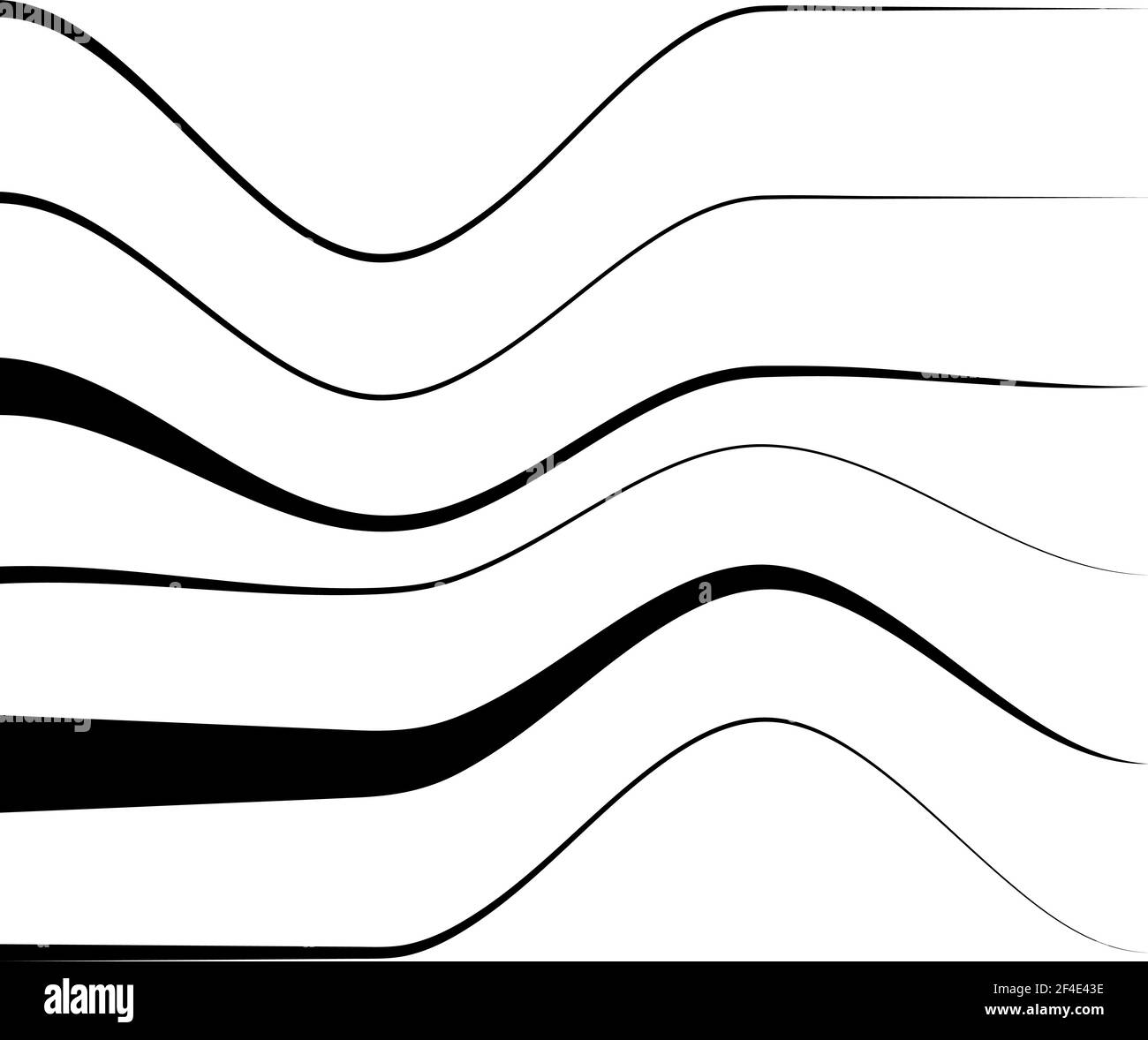 Waving, folded, curved lines. Abstract stripes with billow, undulate ...