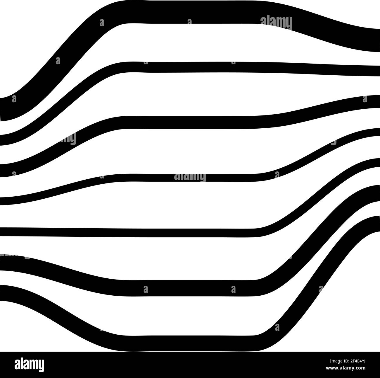 Waving, folded, curved lines. Abstract stripes with billow, undulate ...