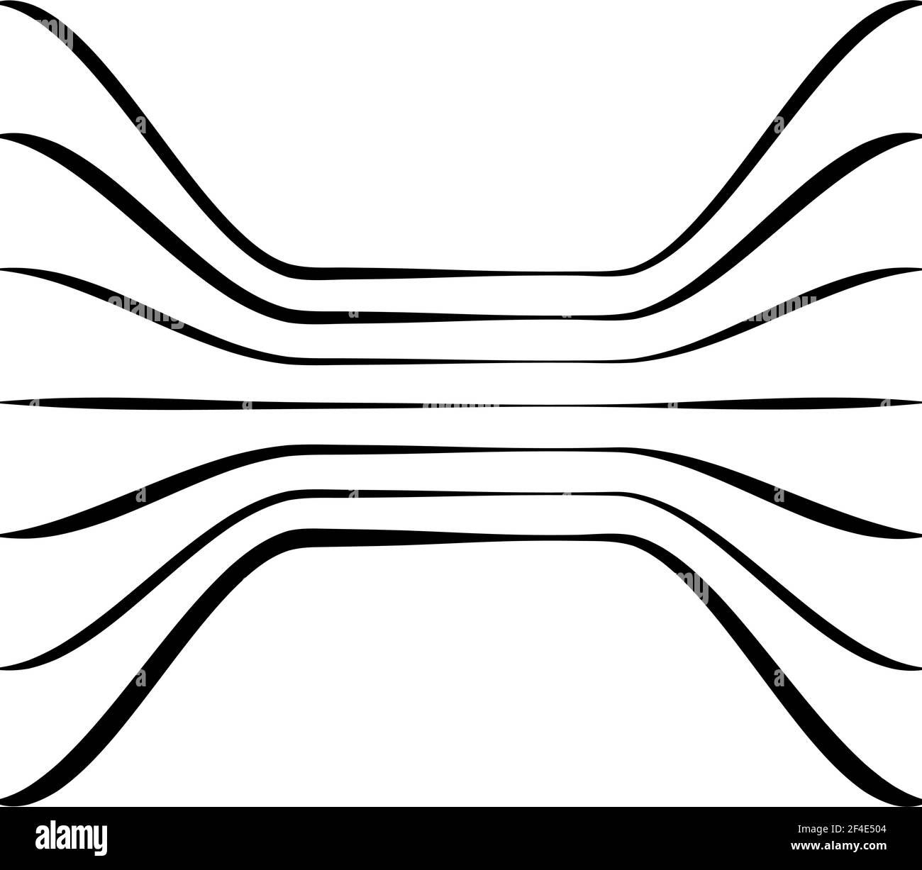 Waving, folded, curved lines. Abstract stripes with billow, undulate ...