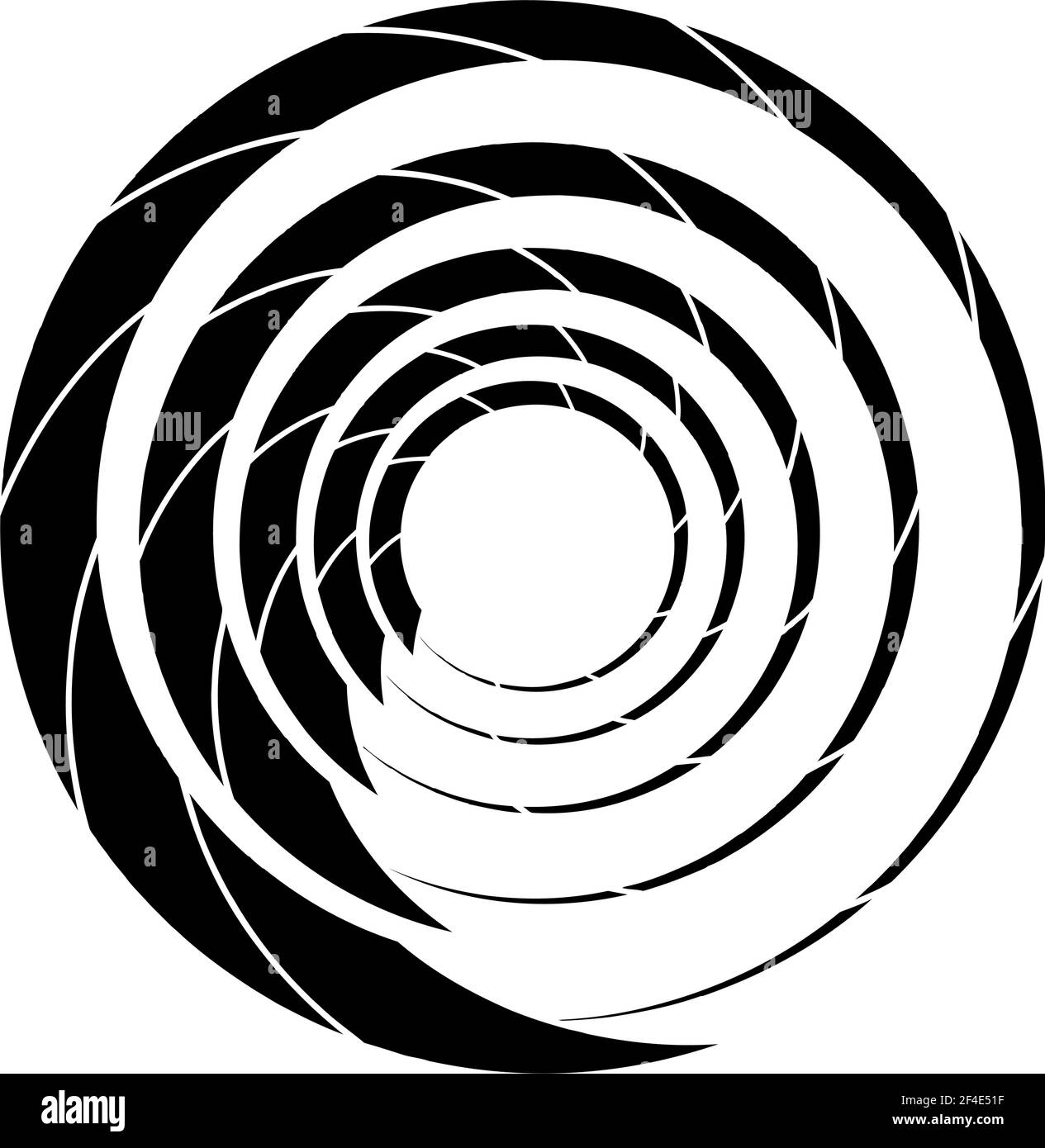 Cyclical circle, helix, volute element. Concentric shape with rotation ...