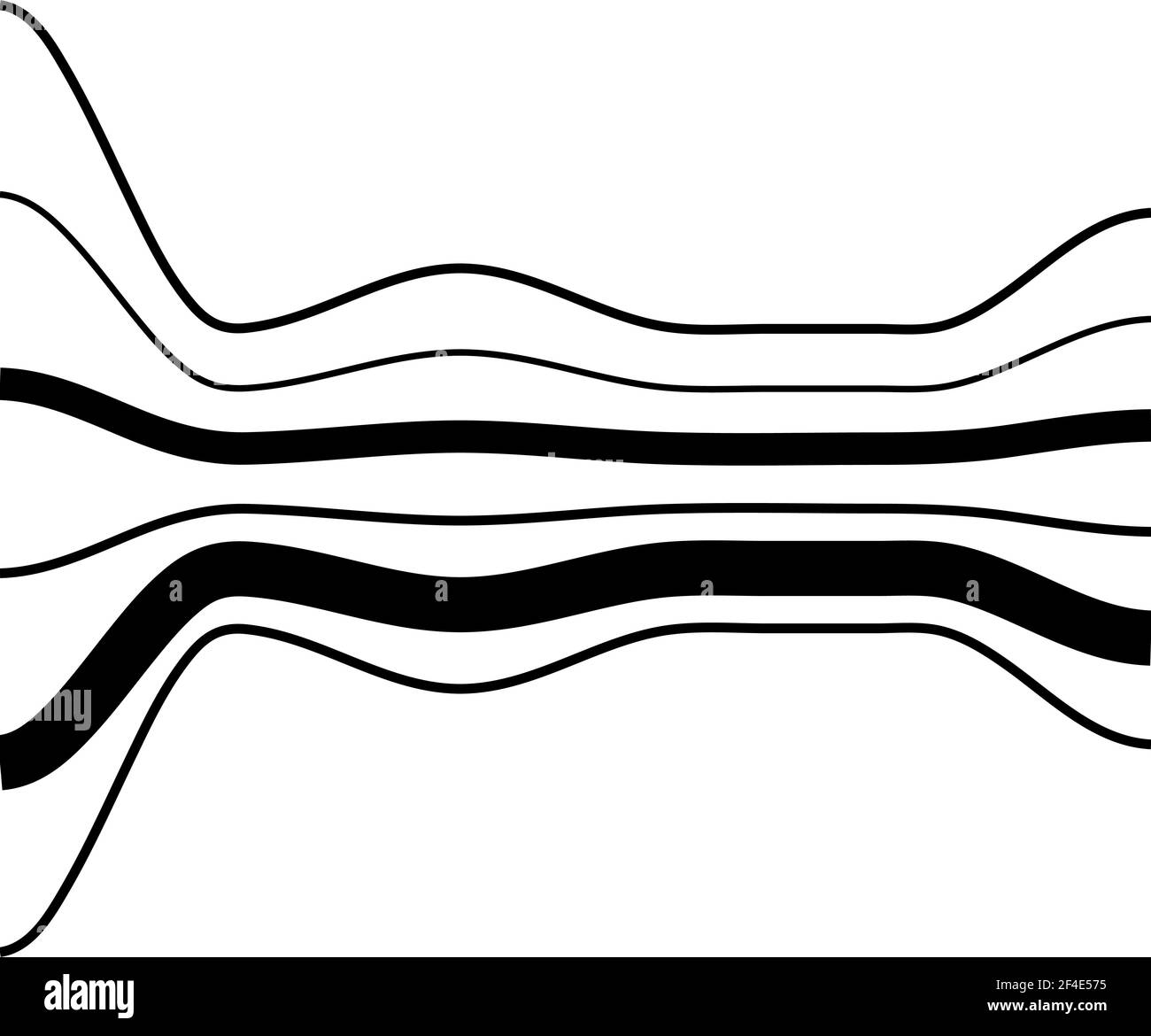 Waving, folded, curved lines. Abstract stripes with billow, undulate ...