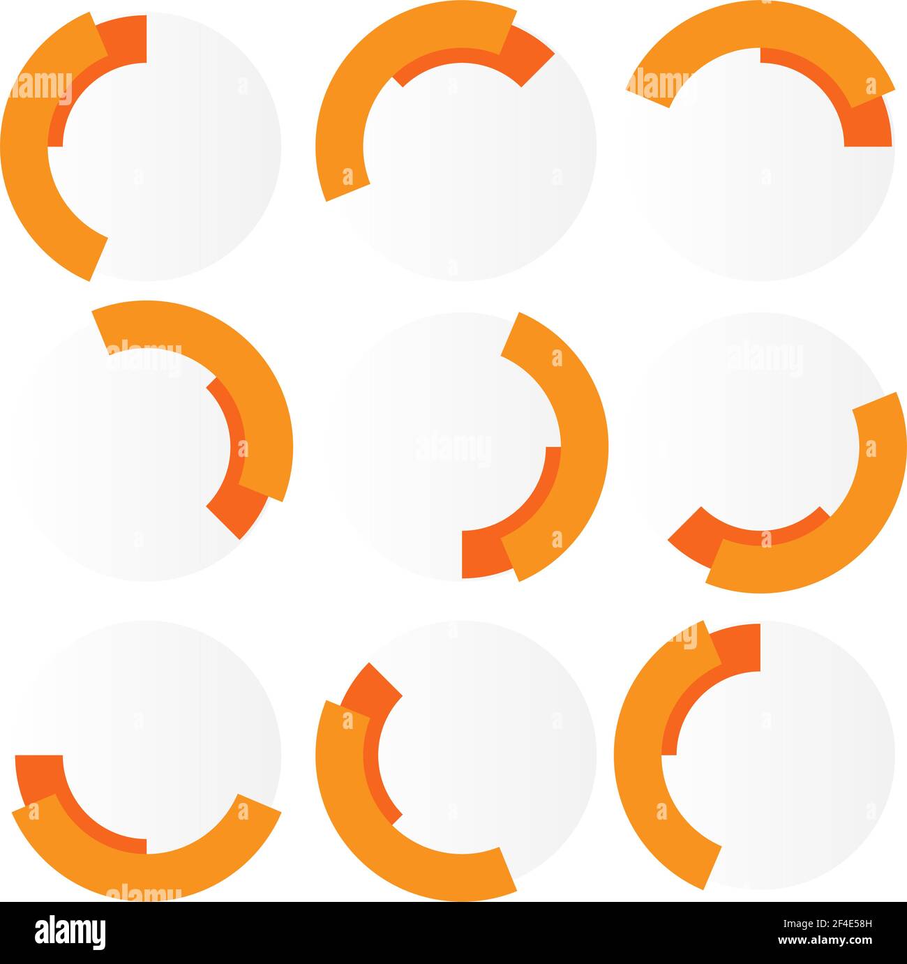 Segmented circle, circular preloader, buffer and progress bar. Completion, progression, stages ...