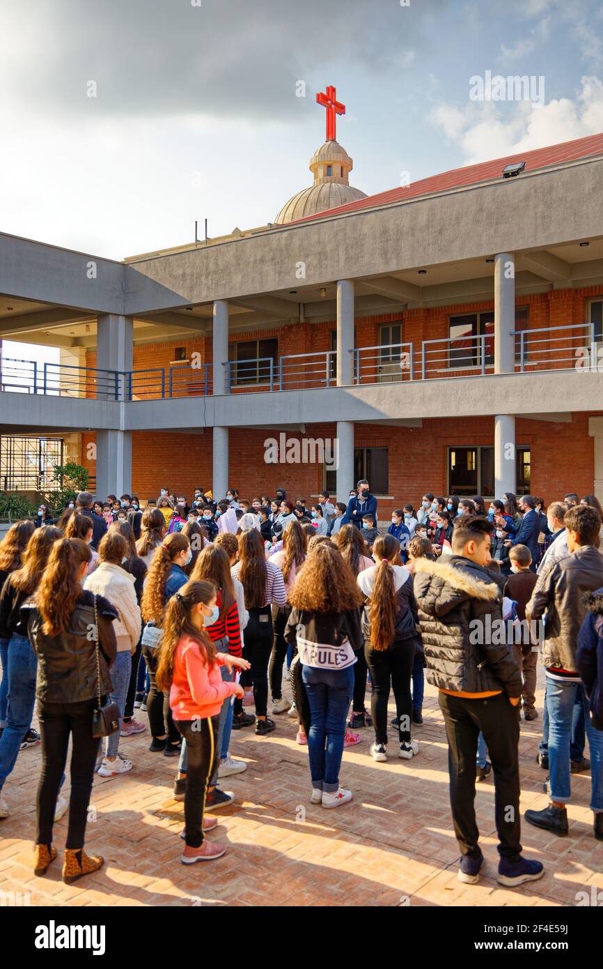 Erbil, Iraq. Children practice welcome choirs for the Apostolic Journey ...