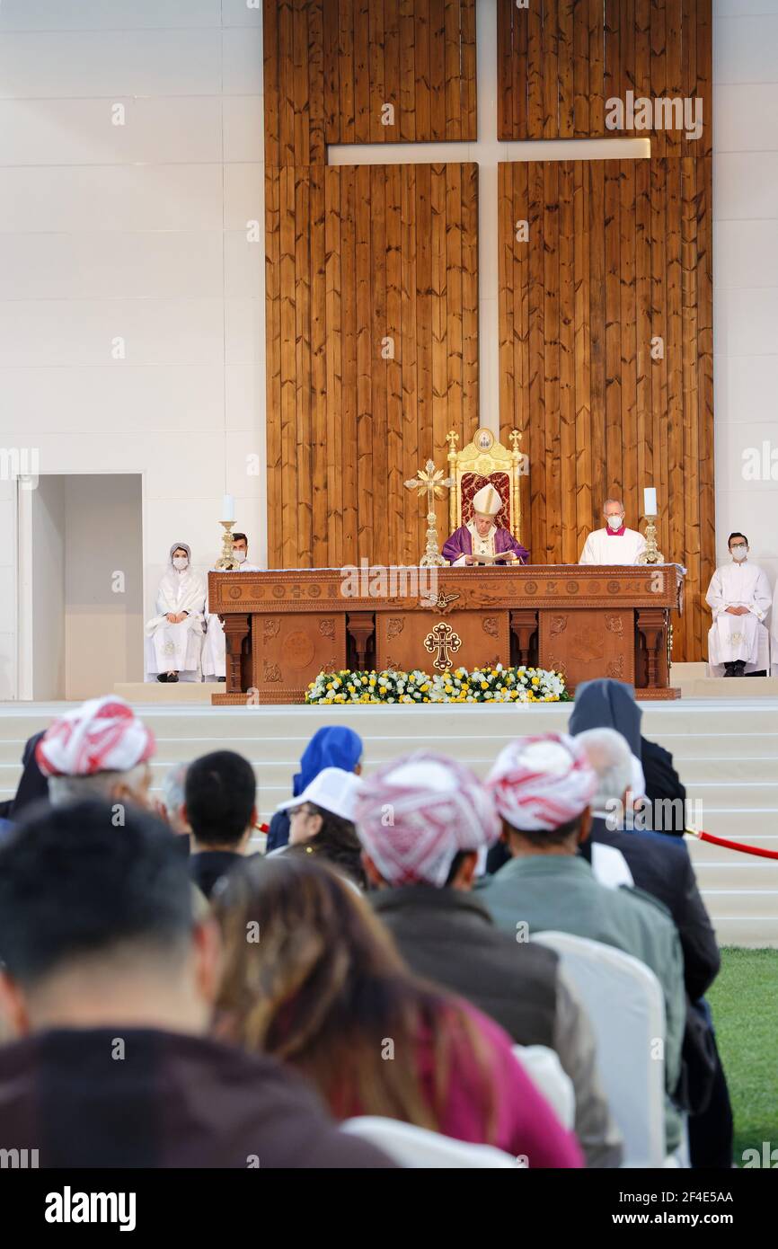 Erbil, Iraq. Pope Francis celebrates the Mass in Erbil stadium. Credit ...