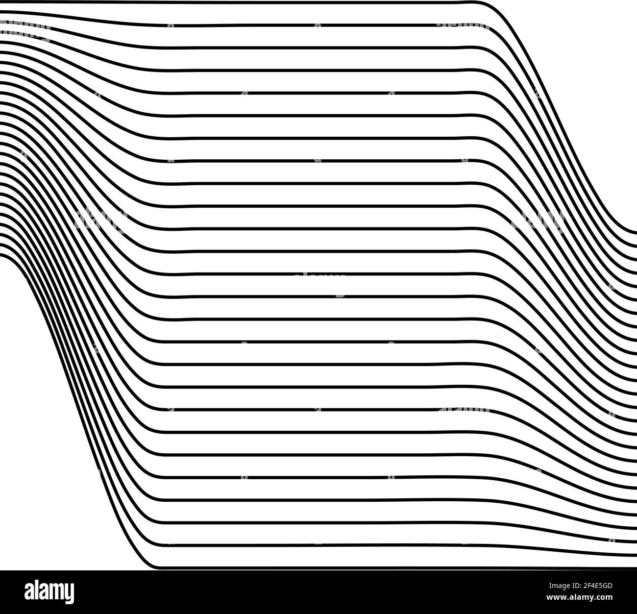 Waving, folded, curved lines. Abstract stripes with billow, undulate ...