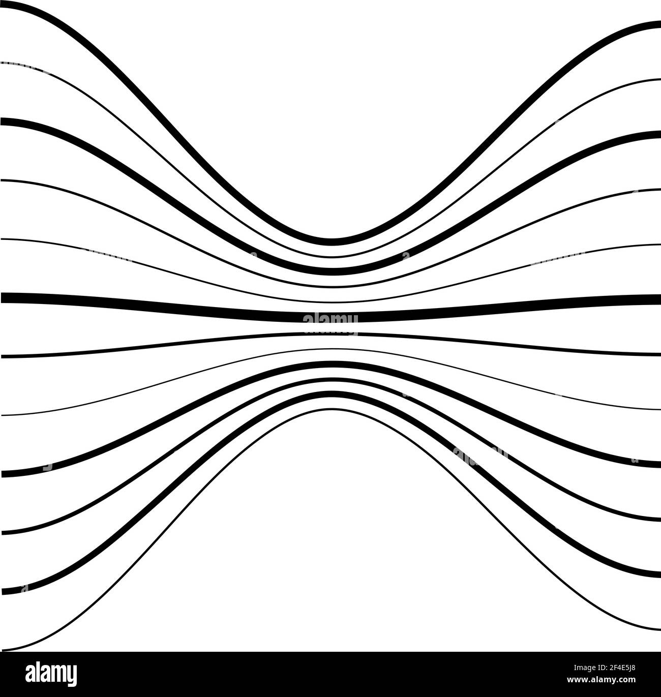 Waving, folded, curved lines. Abstract stripes with billow, undulate ...