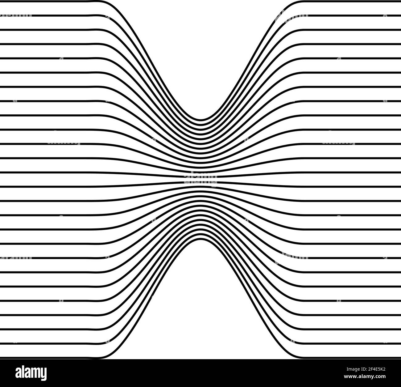 Waving, folded, curved lines. Abstract stripes with billow, undulate ...
