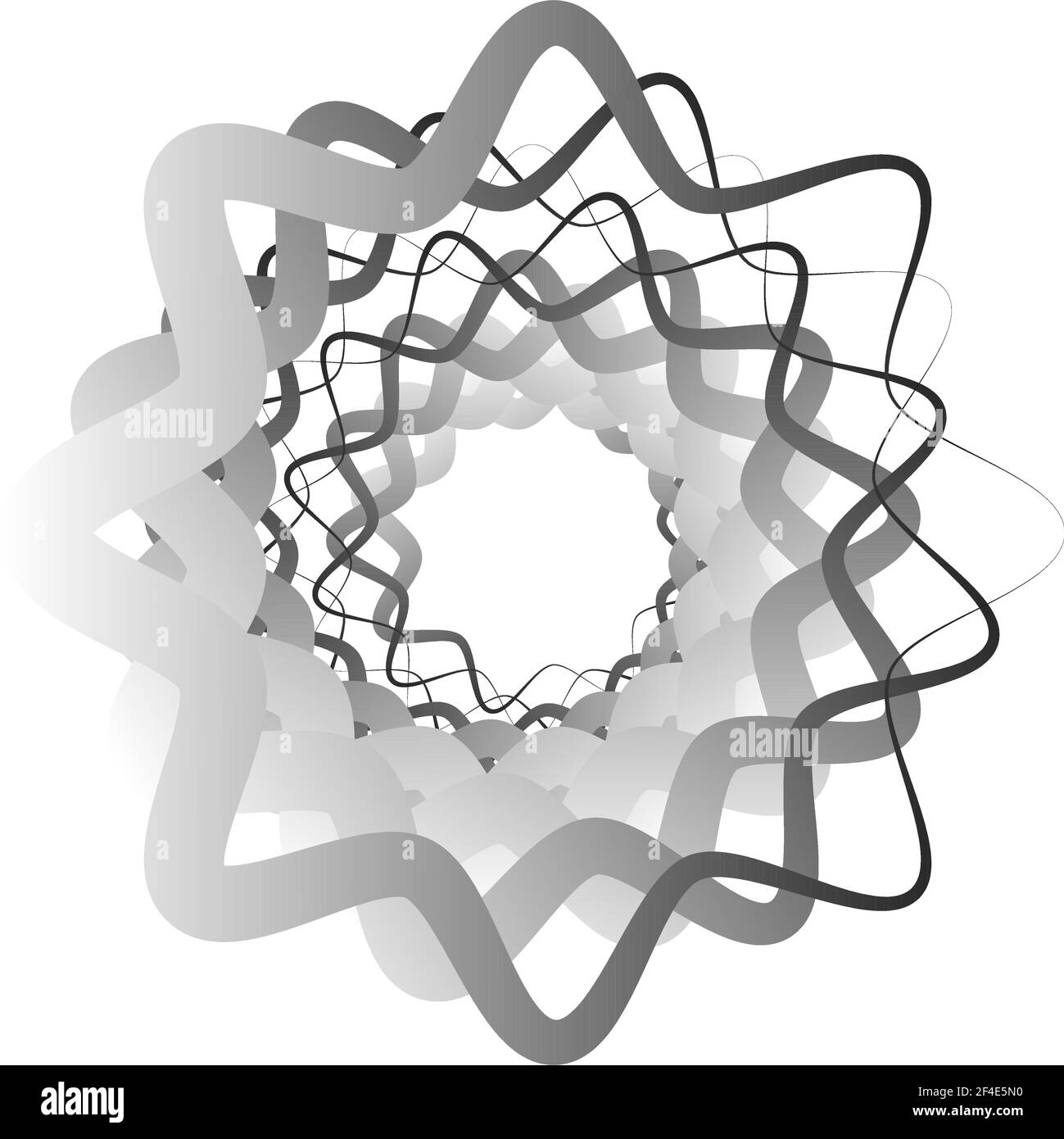 Squiggle, squiggly lines rotated inwards. Circuler, spinning, and ...