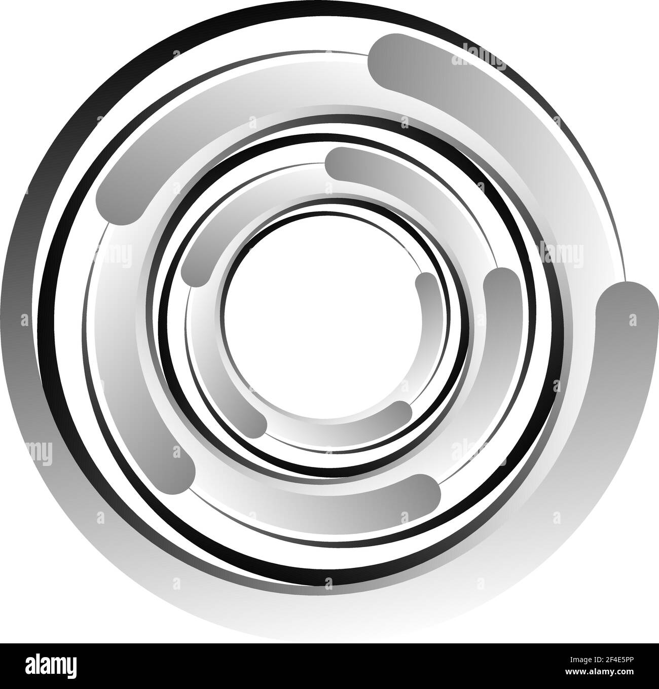 Cyclical circle, helix, volute element. Concentric shape with rotation ...
