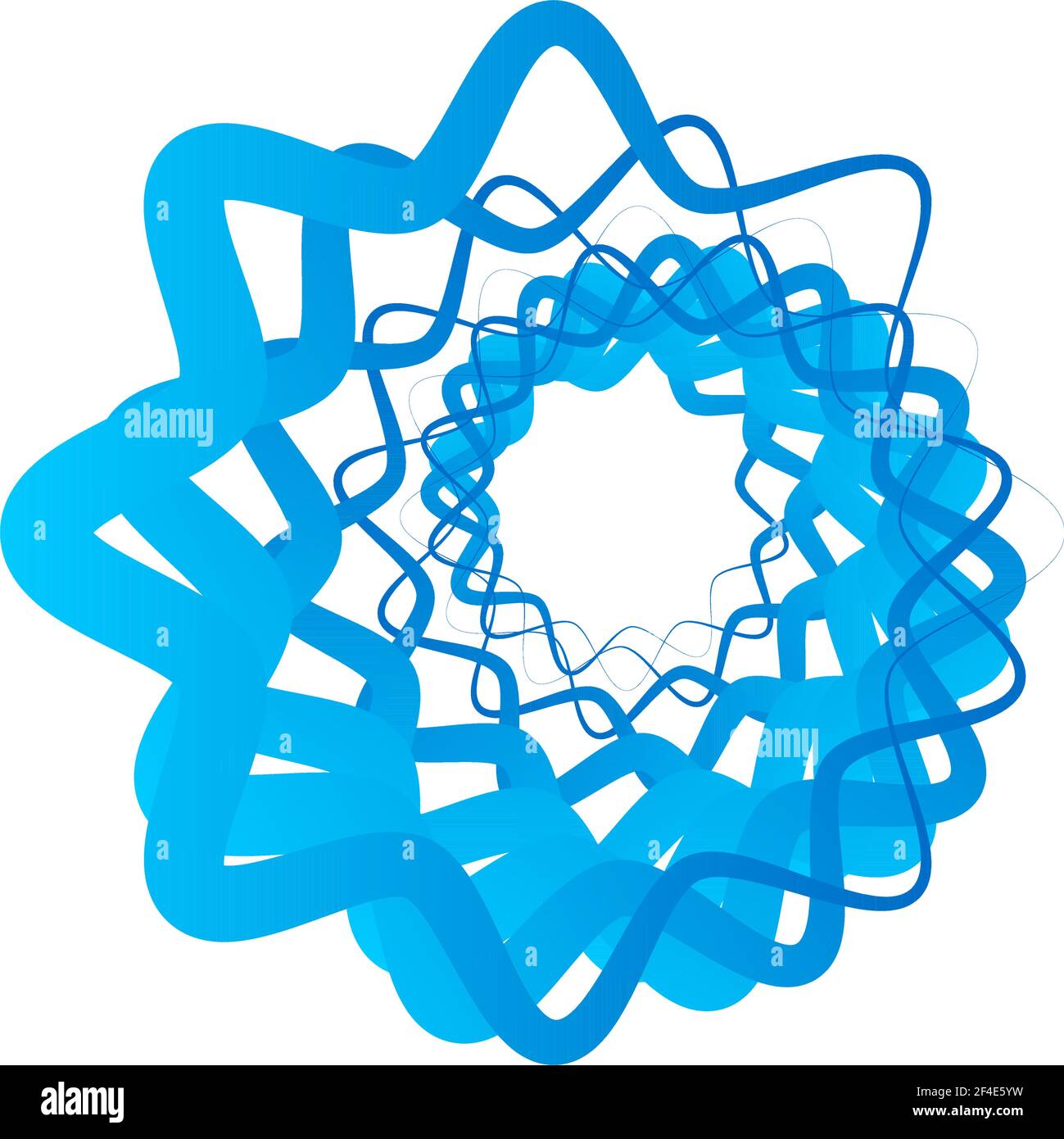 Squiggle, squiggly lines rotated inwards. Circuler, spinning, and ...
