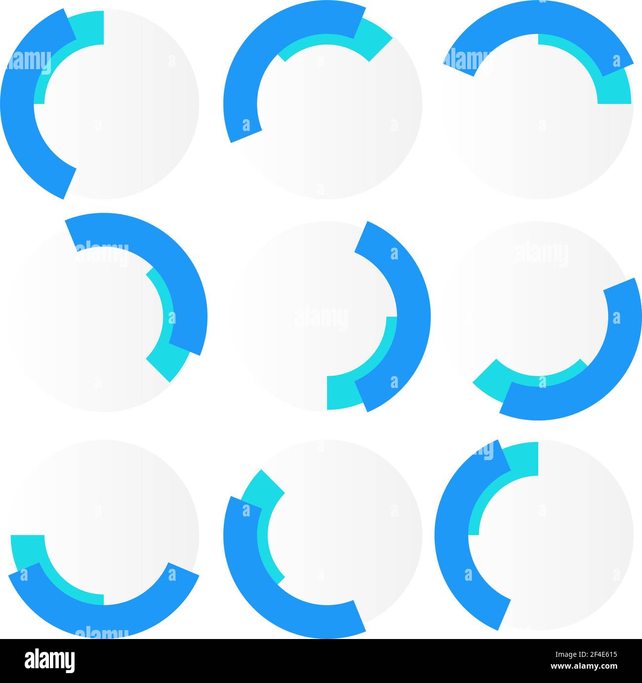 Segmented circle, circular preloader, buffer and progress bar. Completion, progression, stages ...