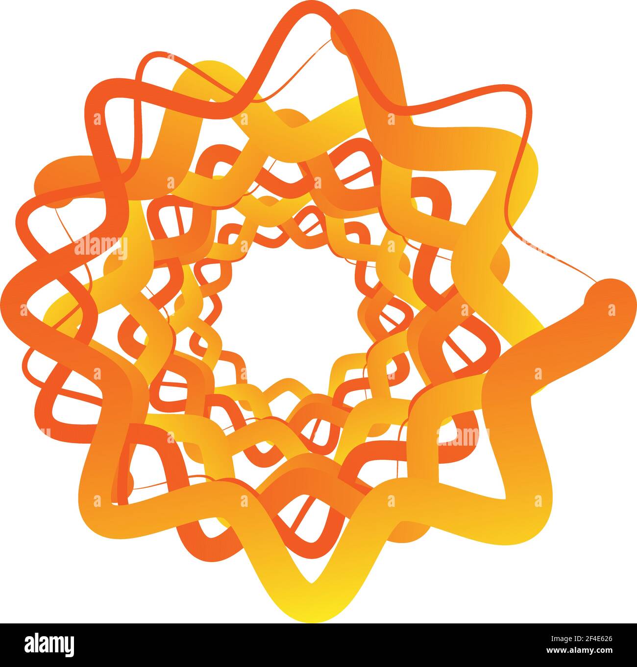 Squiggle, squiggly lines rotated inwards. Circuler, spinning, and ...