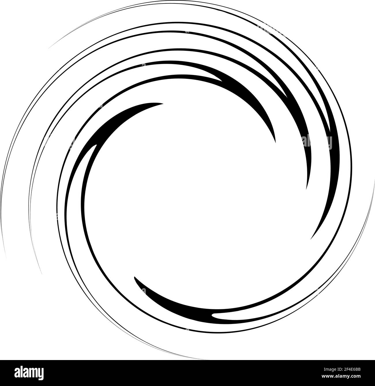 Revolved whirlpool, whirlwind design element. Radial shape with ...