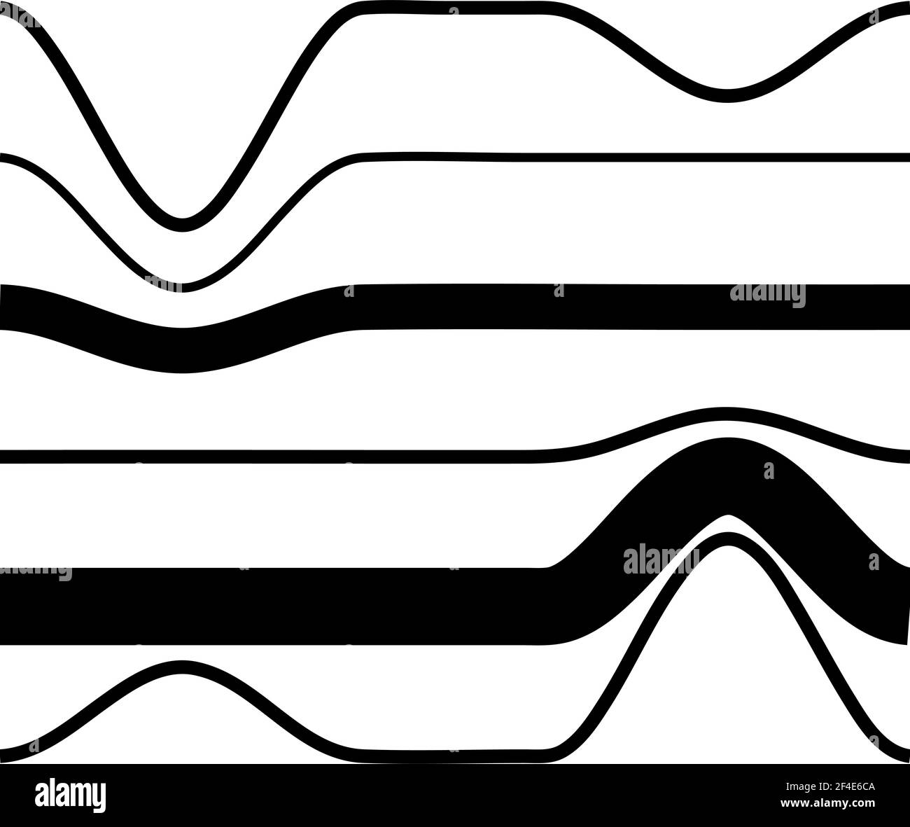 Waving, folded, curved lines. Abstract stripes with billow, undulate ...