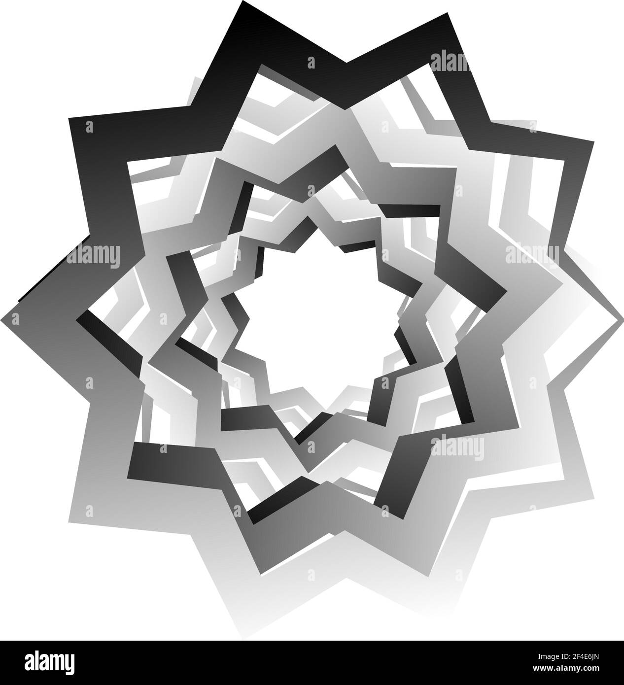 Sharp, edgy starburst, sunburst shape rotated inwards. Geometric ...