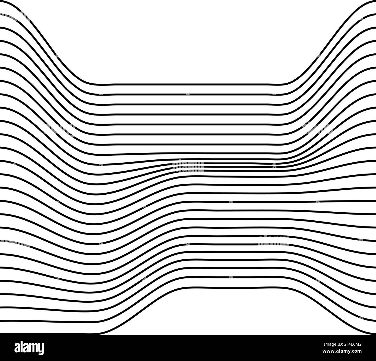 Waving, folded, curved lines. Abstract stripes with billow, undulate ...