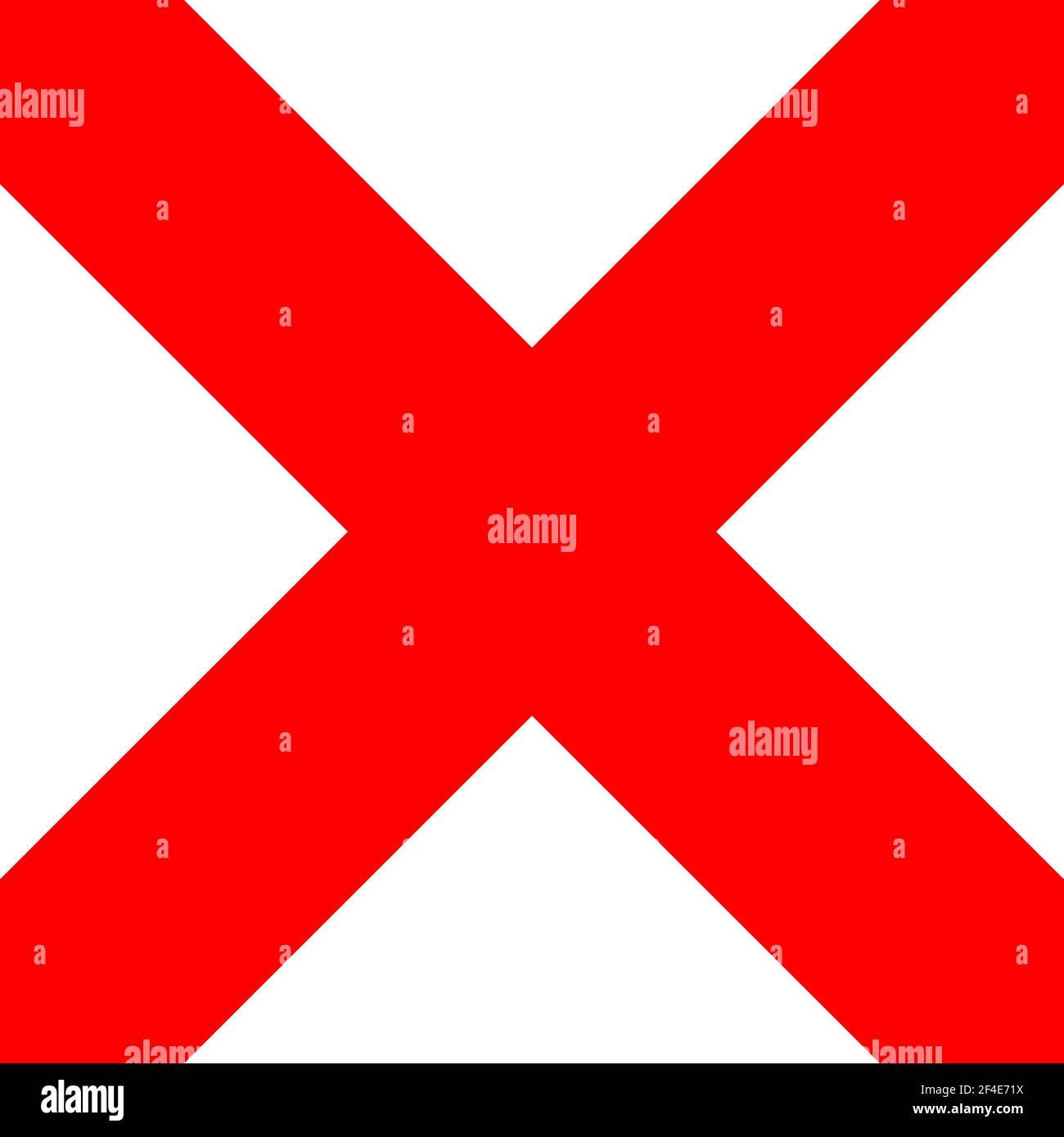 Red cross, letter X. Prohibition, restriction, fault, error concept ...