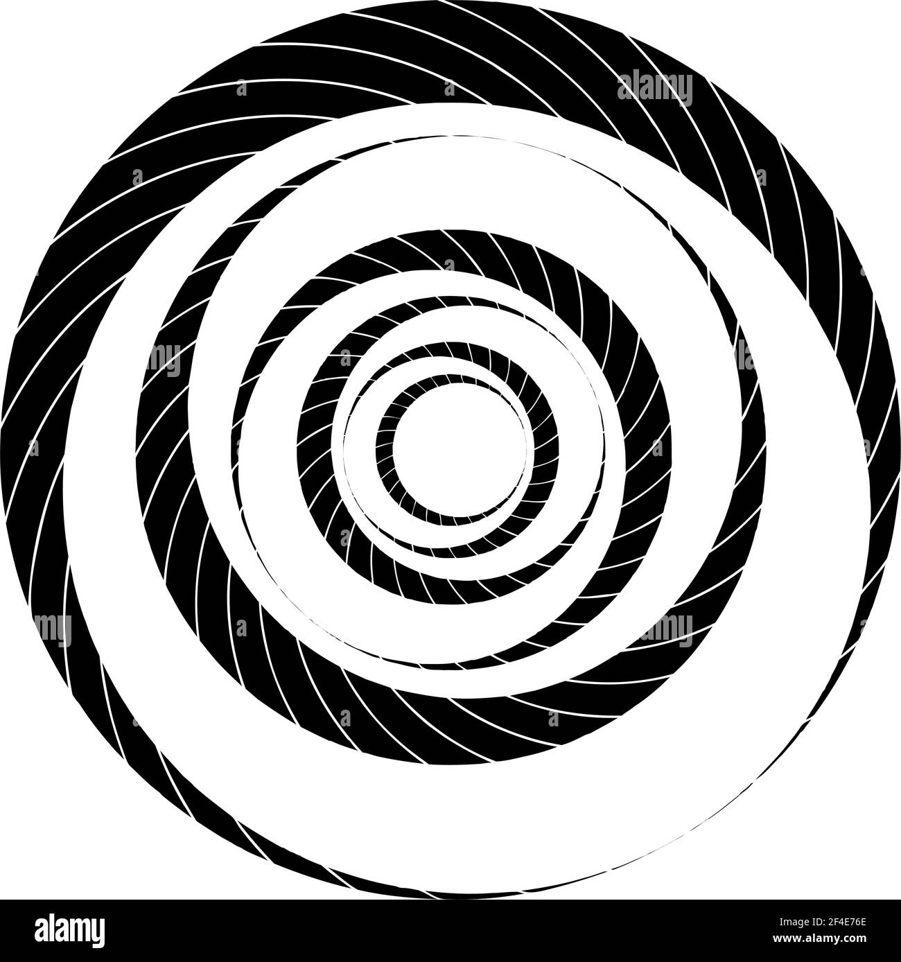 Cyclical circle, helix, volute element. Concentric shape with rotation ...