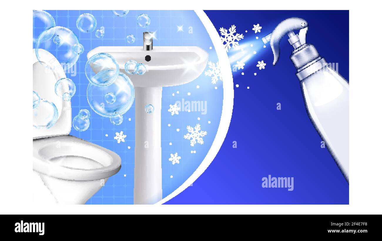 Bathroom Cleaner Creative Advertise Poster Vector Illustration Stock ...