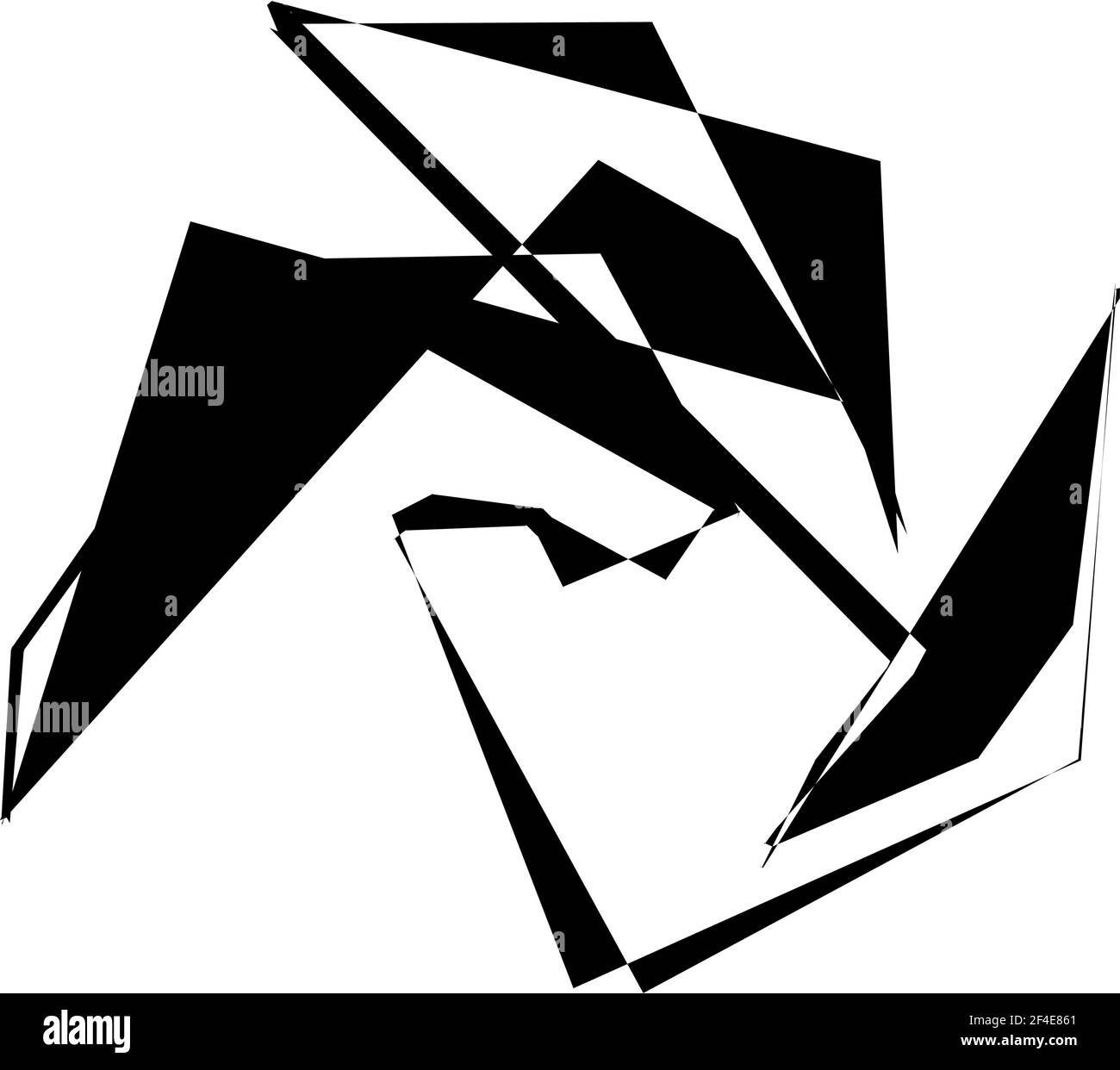 Edgy, sharp, chaotic, and random shape. Crushed, distorted, deformed ...